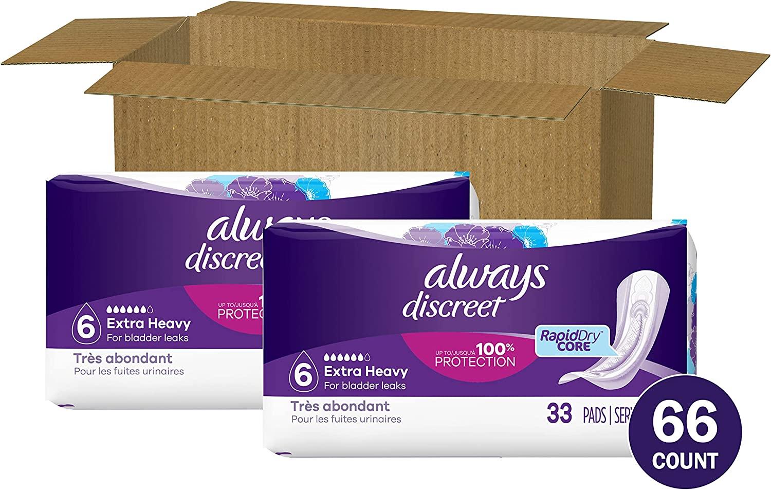 Always Discreet Incontinence & Postpartum Pads For Women Extra Heavy ...