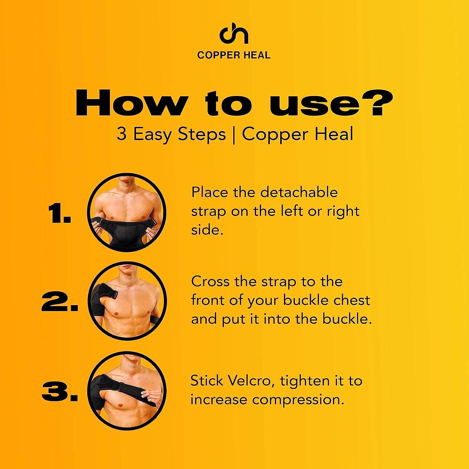 COPPER HEAL Shoulder Brace | Adjustable Compression Sleeve for Rotator ...