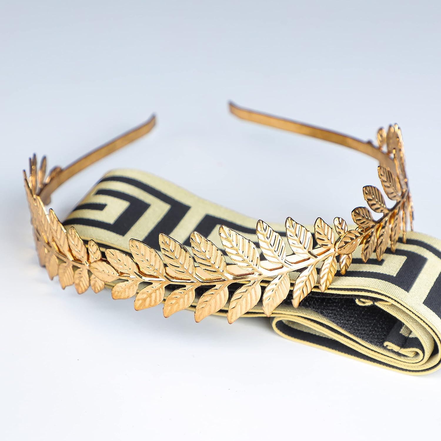 Rivertree Greek Goddess Headband Costume - Gold Leaf Hair Band Crown for Bridal Wedding - Laurel ...