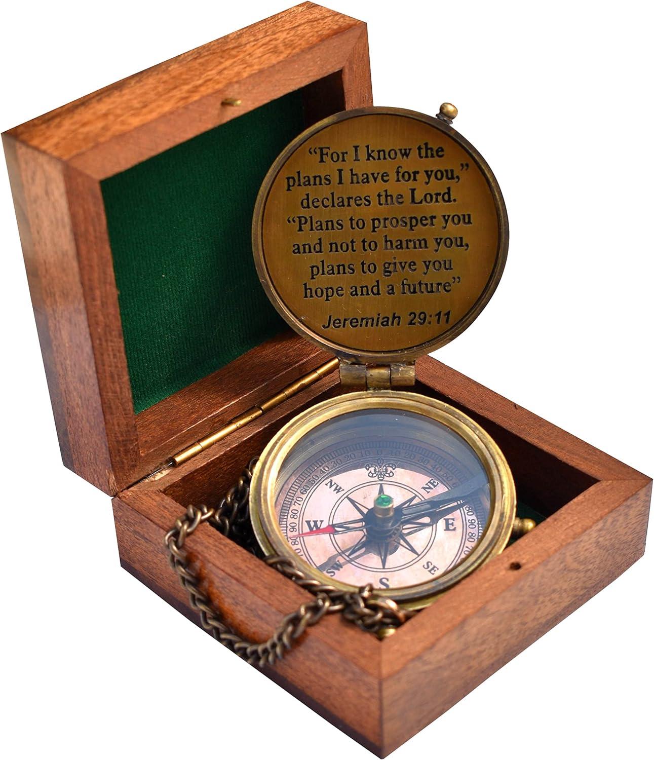 2023 Solid Brass Directional Magnetic Compass with Engraved Scripture ...
