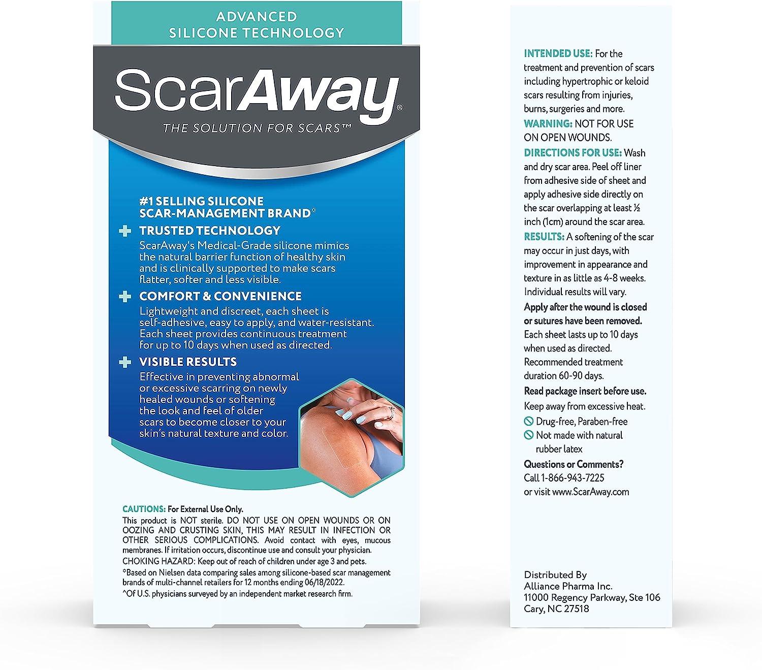 ScarAway Clear Silicone Scar Sheets - White - 6 Count | Buy Now with ...