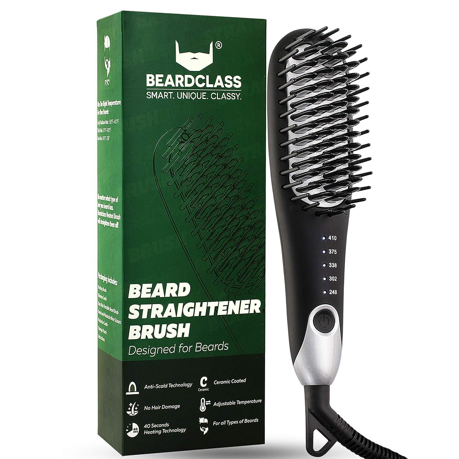 BEARDCLASS Premium Beard Straightener Comb - Fast Heating Electric ...