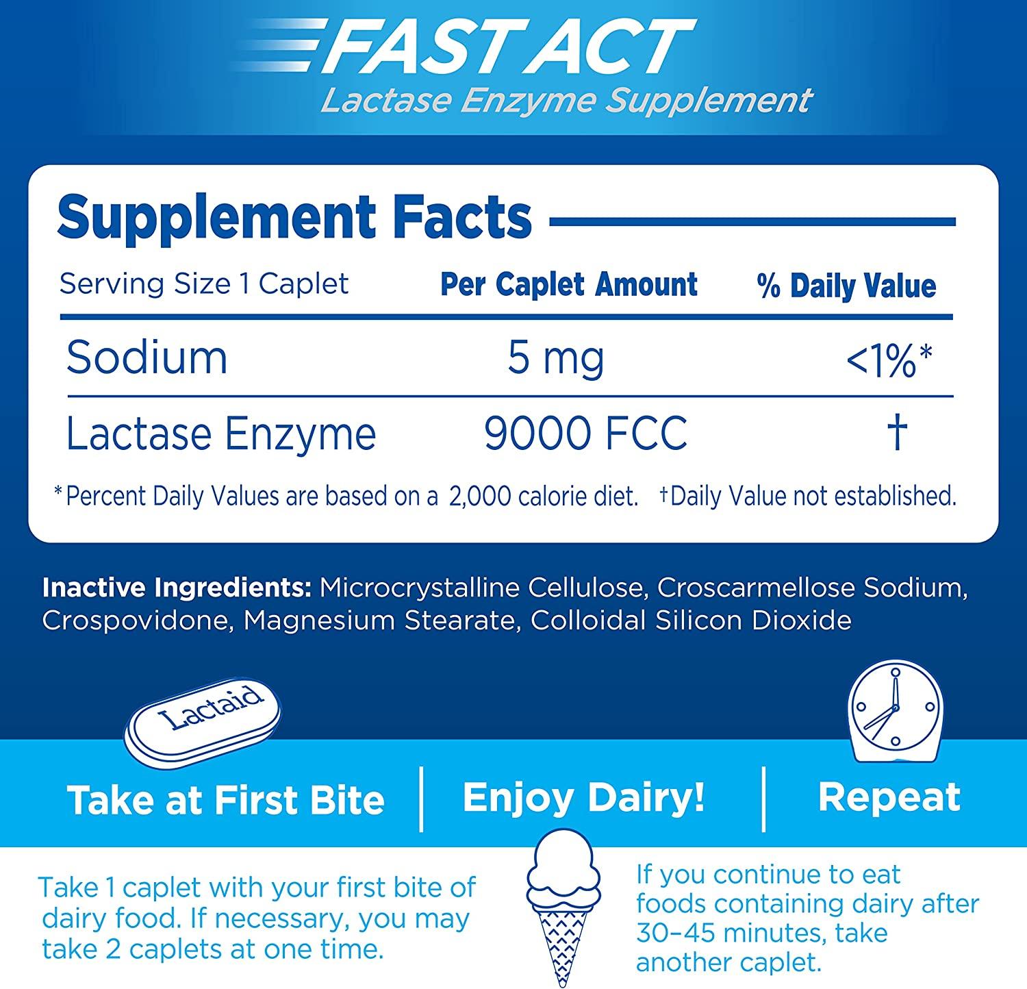 Lactaid Fast Act Lactose Intolerance Relief Caplets - 32 Travel Packs ...