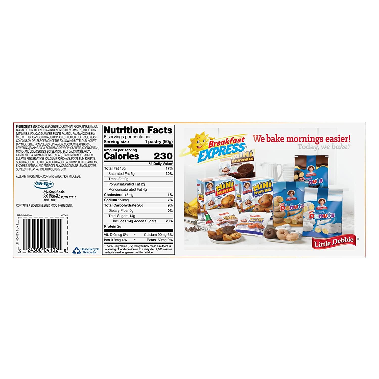 Little Debbie Honey Buns - Soft Pastry with Honey and Cinnamon Glaze (8 ...