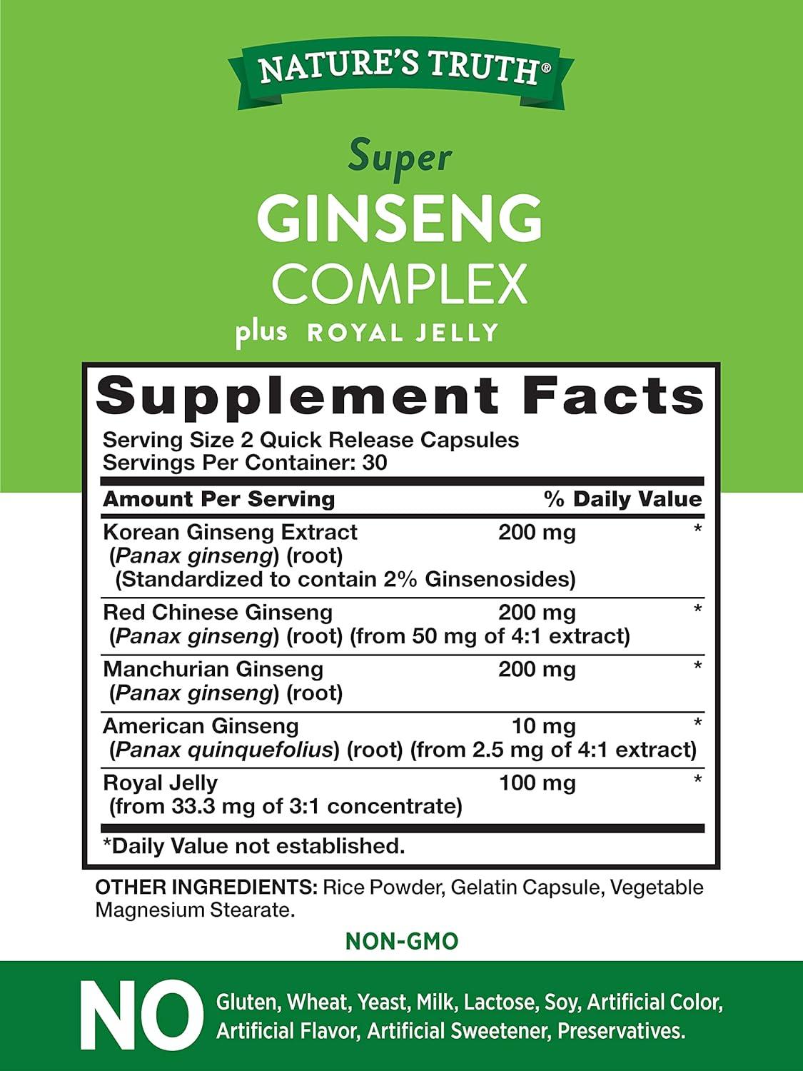 Nature's Truth Ginseng Complex 800mg Supplement - 60 Count | Buy Now ...