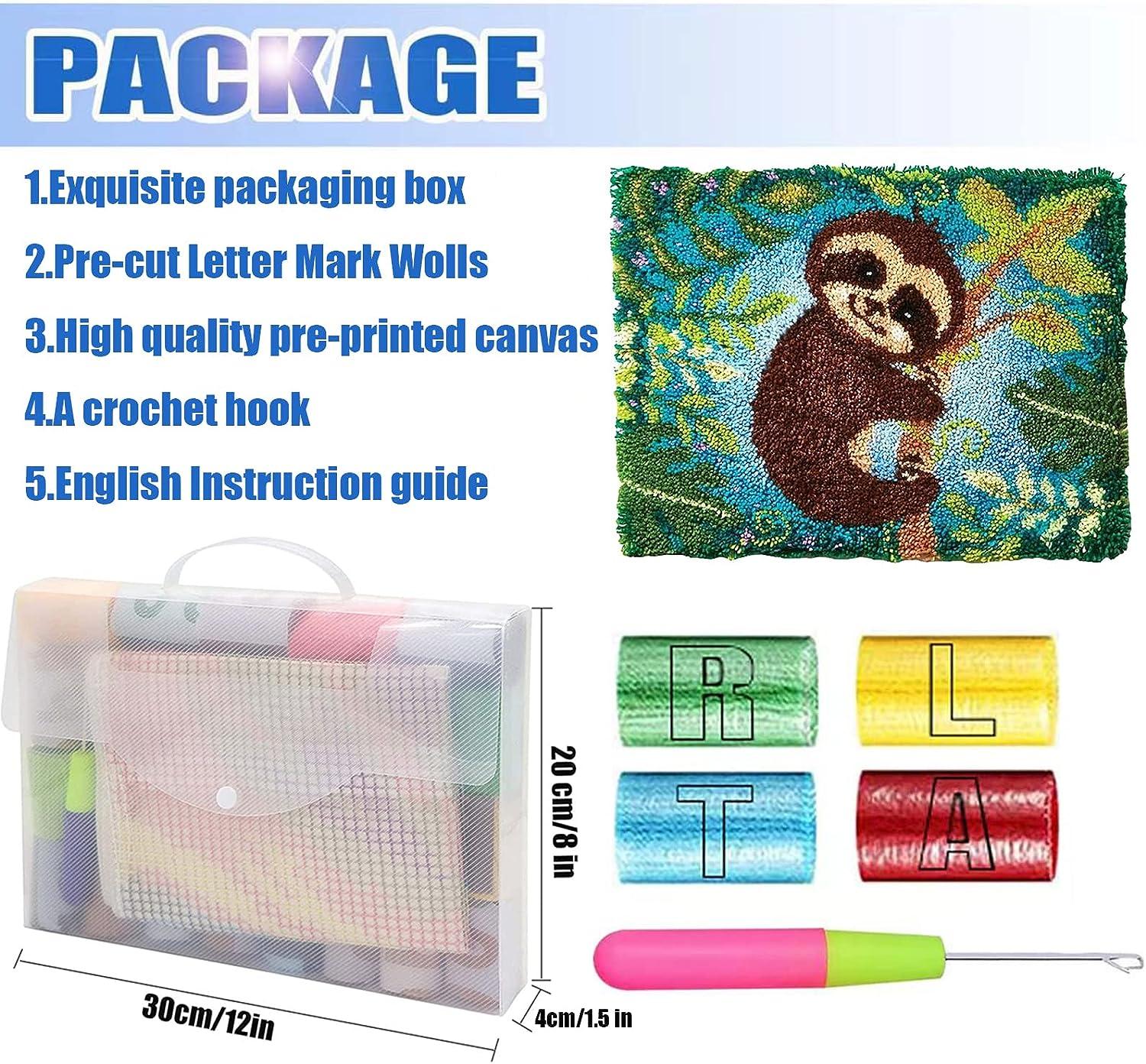 Evaje DIY Latch Hook Kit for Adults - Cute Sloth Pattern Rug Making Set ...