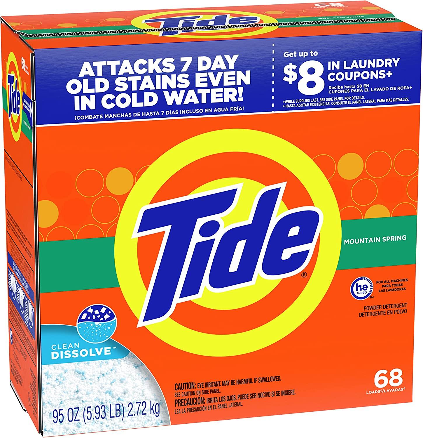 Tide Powder Laundry Detergent Mountain Spring 68 loads 95 oz - 5.93 lb ...