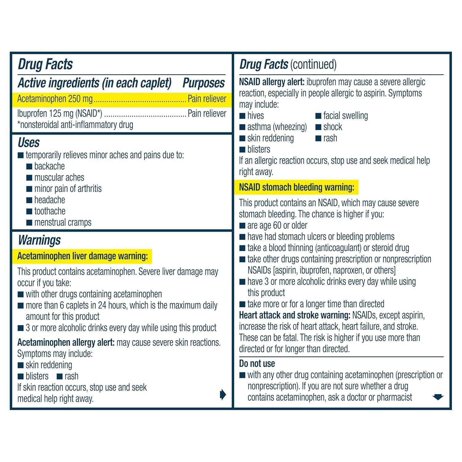 Advil Dual Action Back Pain Caplets - 250mg Ibuprofen & 500mg ...