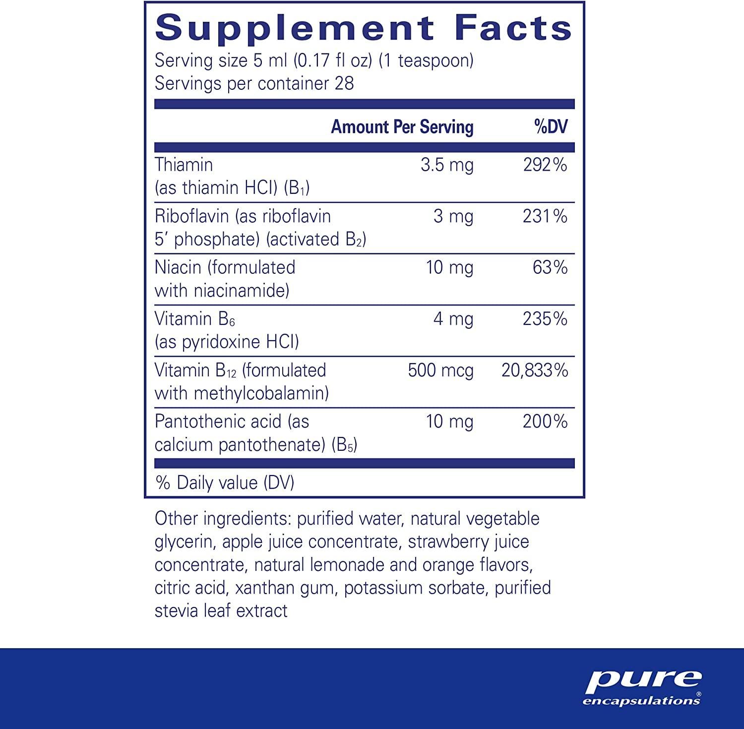Pure Encapsulations B-Complex Liquid | Energy & Nervous System Support ...