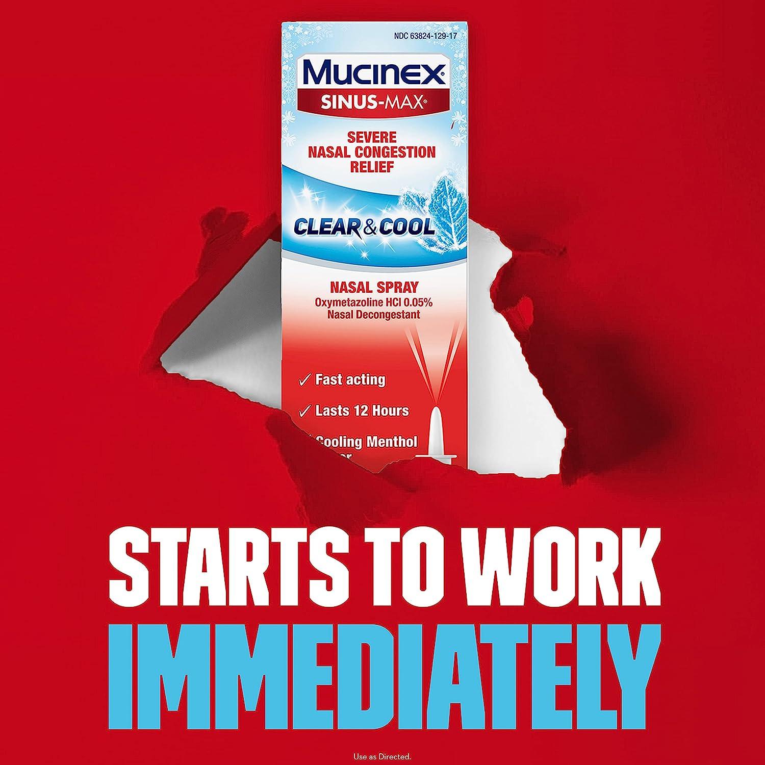 Mucinex Severe Nasal Congestion Relief Cooling Menthol Spray 3/4 Fl Oz ...