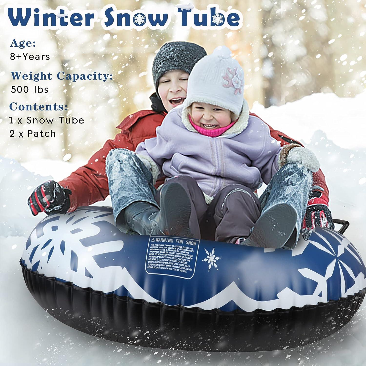 Dilonfi 47 Inch Inflatable Snow Tube Sled - Heavy Duty Winter Toy for ...