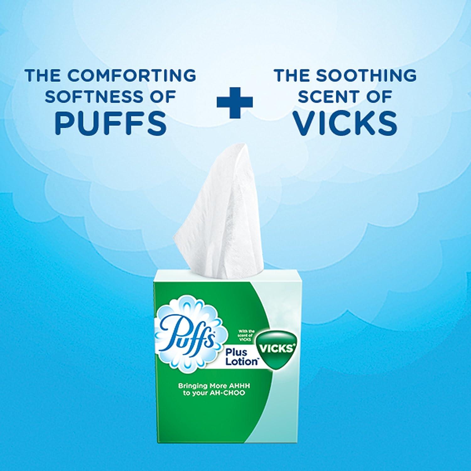 Puffs Plus Lotion with Vicks Scent Facial Tissues - 6 Cube Boxes, 48 ...