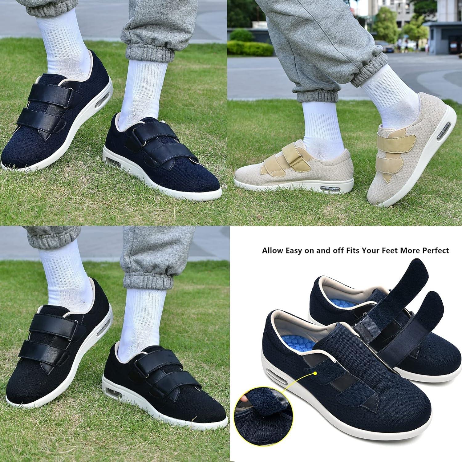 Orthopedic Diabetic Walking Shoes | Adjustable Closure | Wide Fit | Khaki | Men Women ...