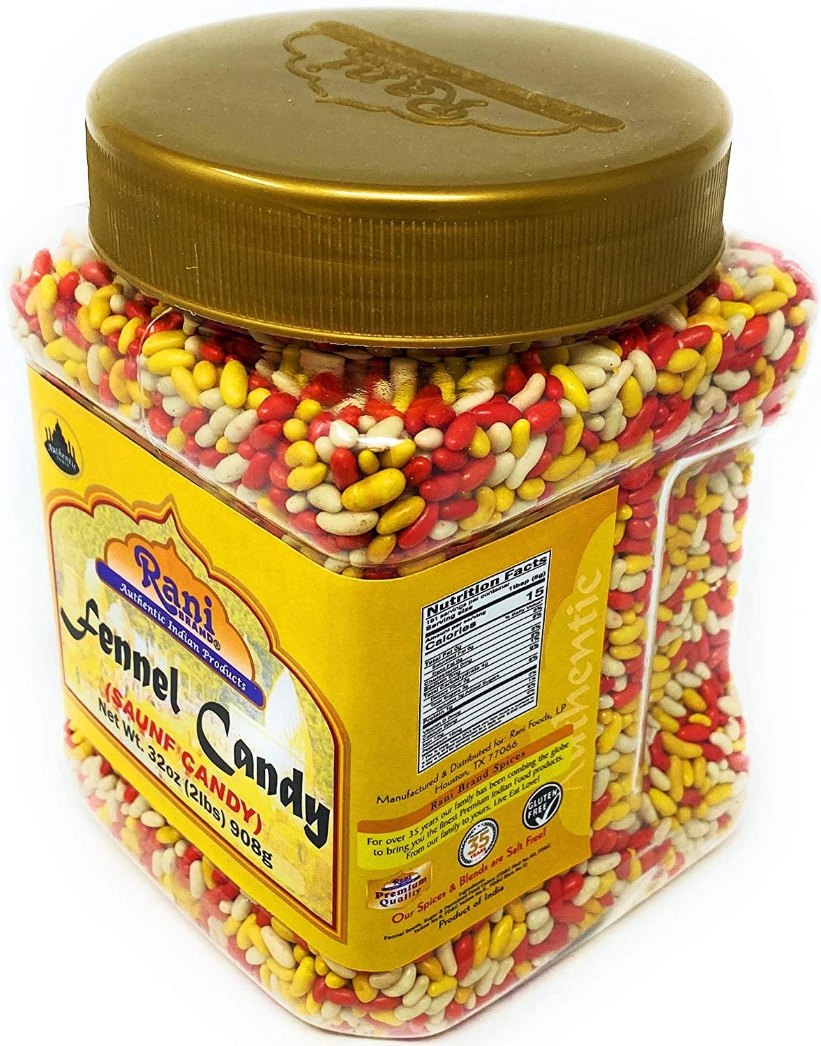 Rani Sugar Coated Fennel Candy 2lbs Jar - Indian After Meal Digestive ...