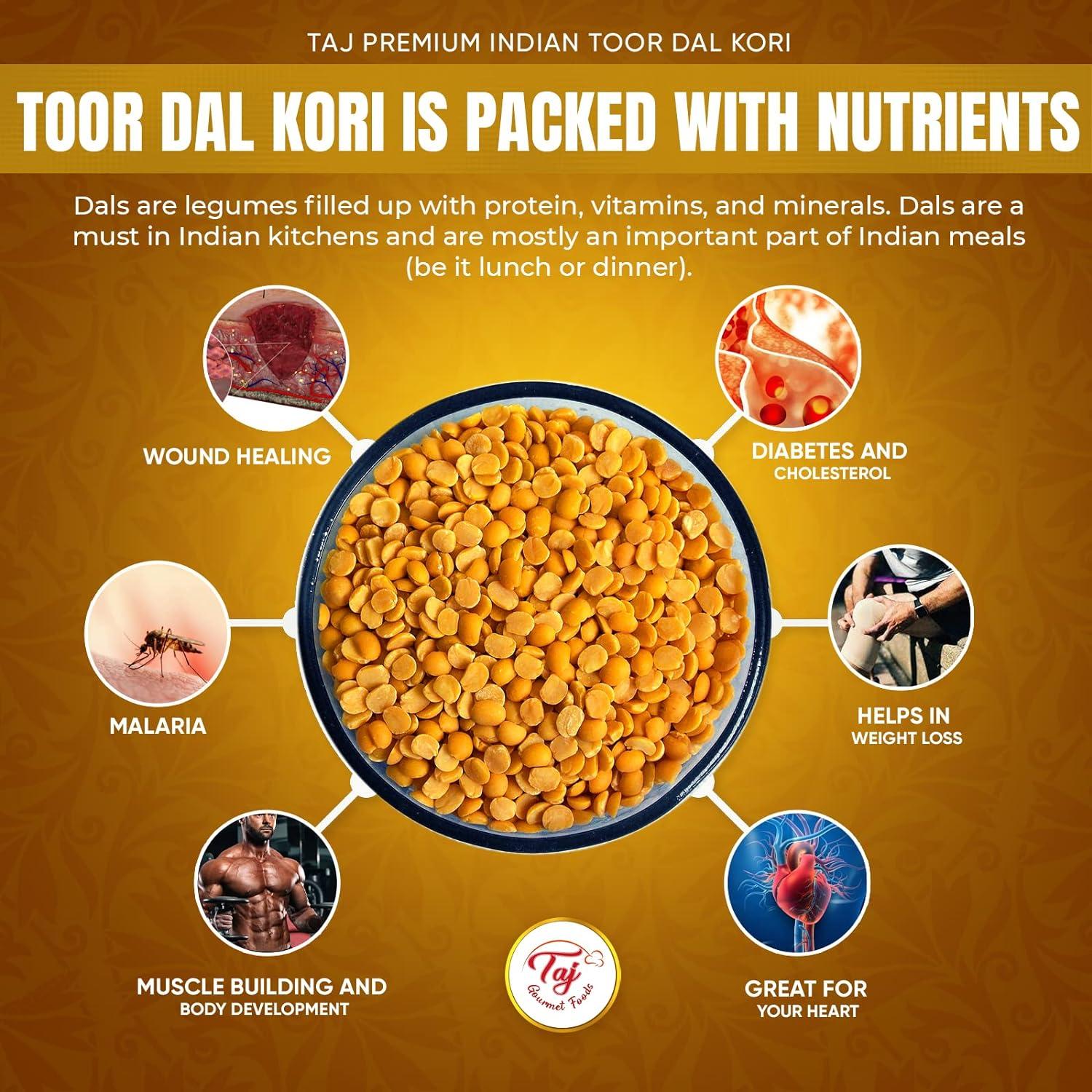 TAJ Premium Indian Toor Dal Kori Oily Madhi 4-Pounds | Buy Now with ...