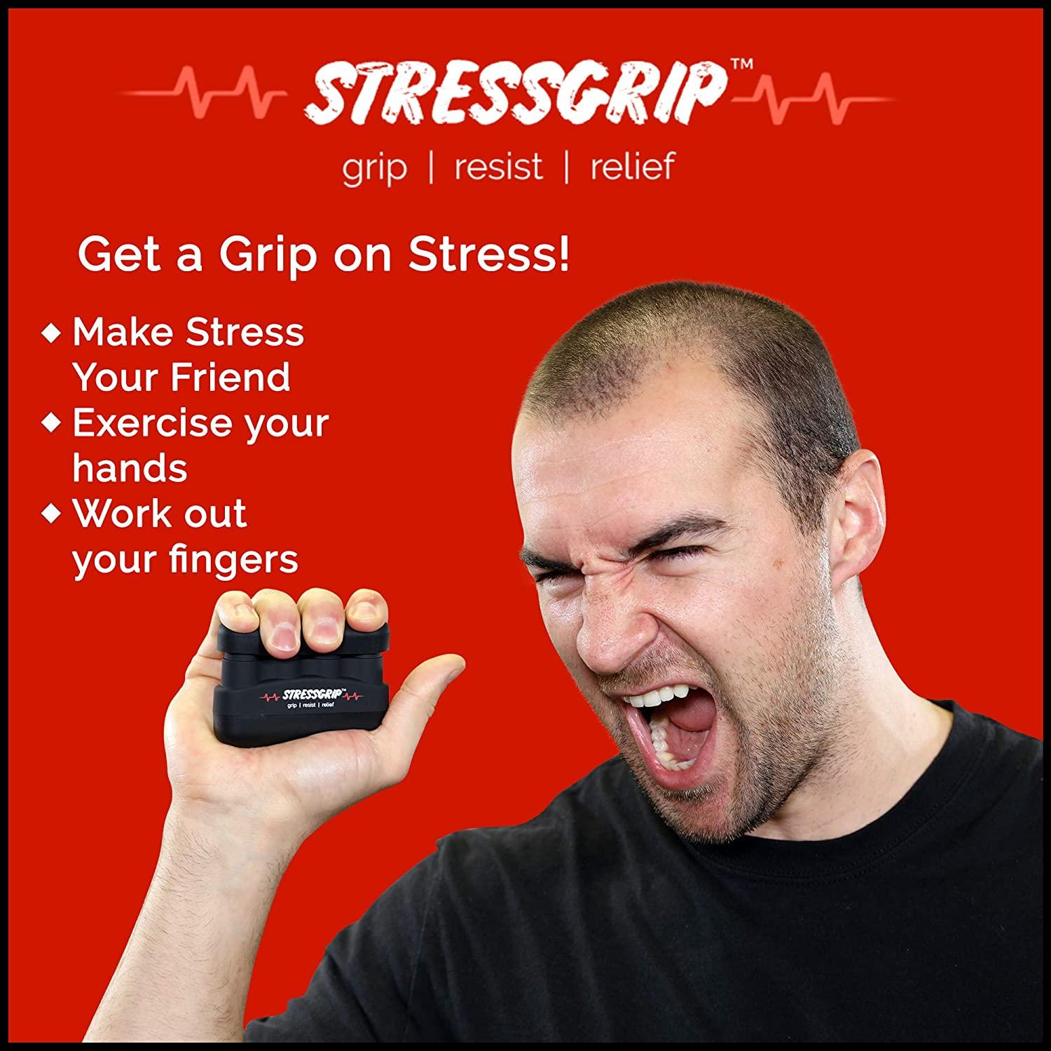 StressGrip Large: Hand Exerciser & Stress Relief Device for Adults ...