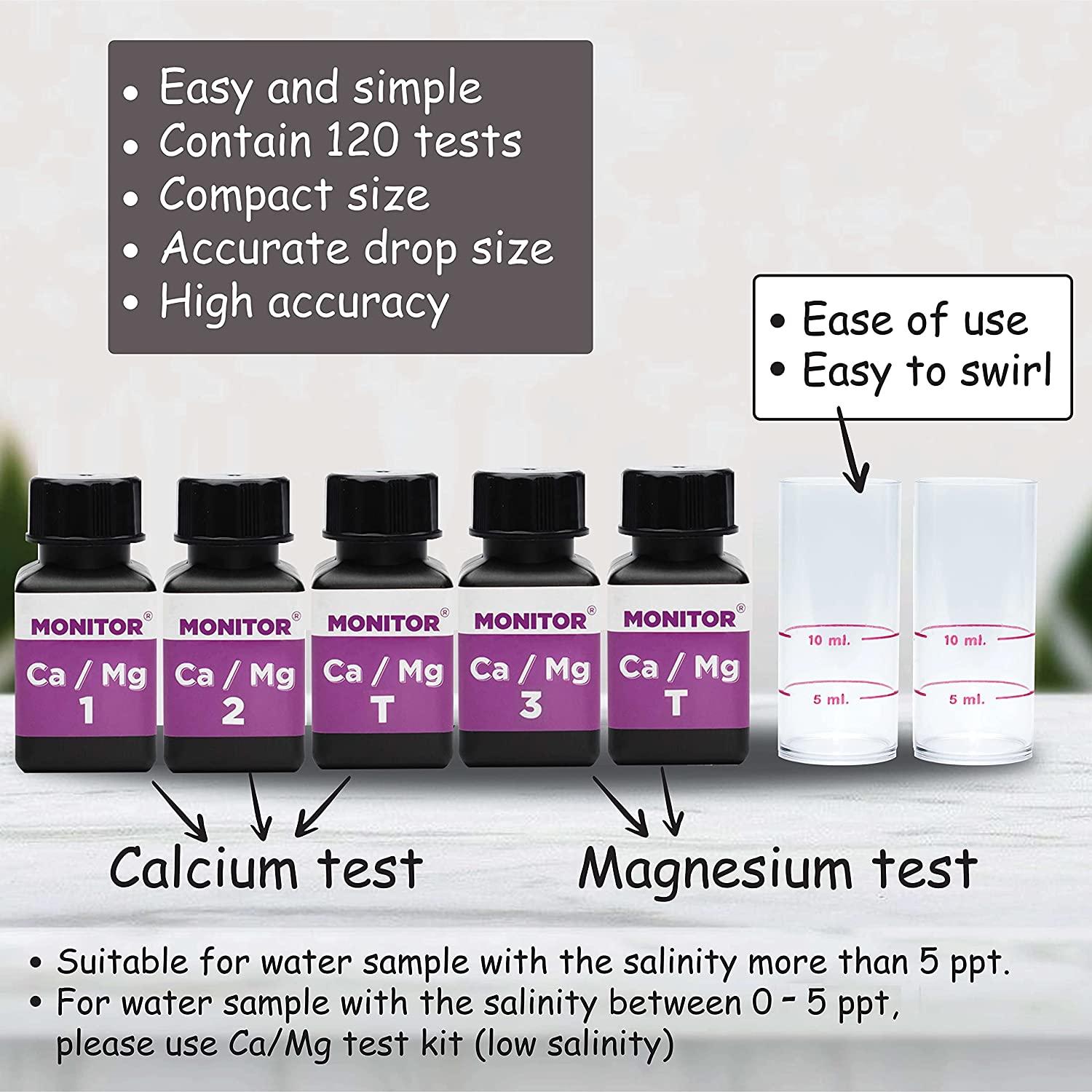 High Salinity Calcium/Magnesium Test Kit (120 Tests) for Aquarium and ...