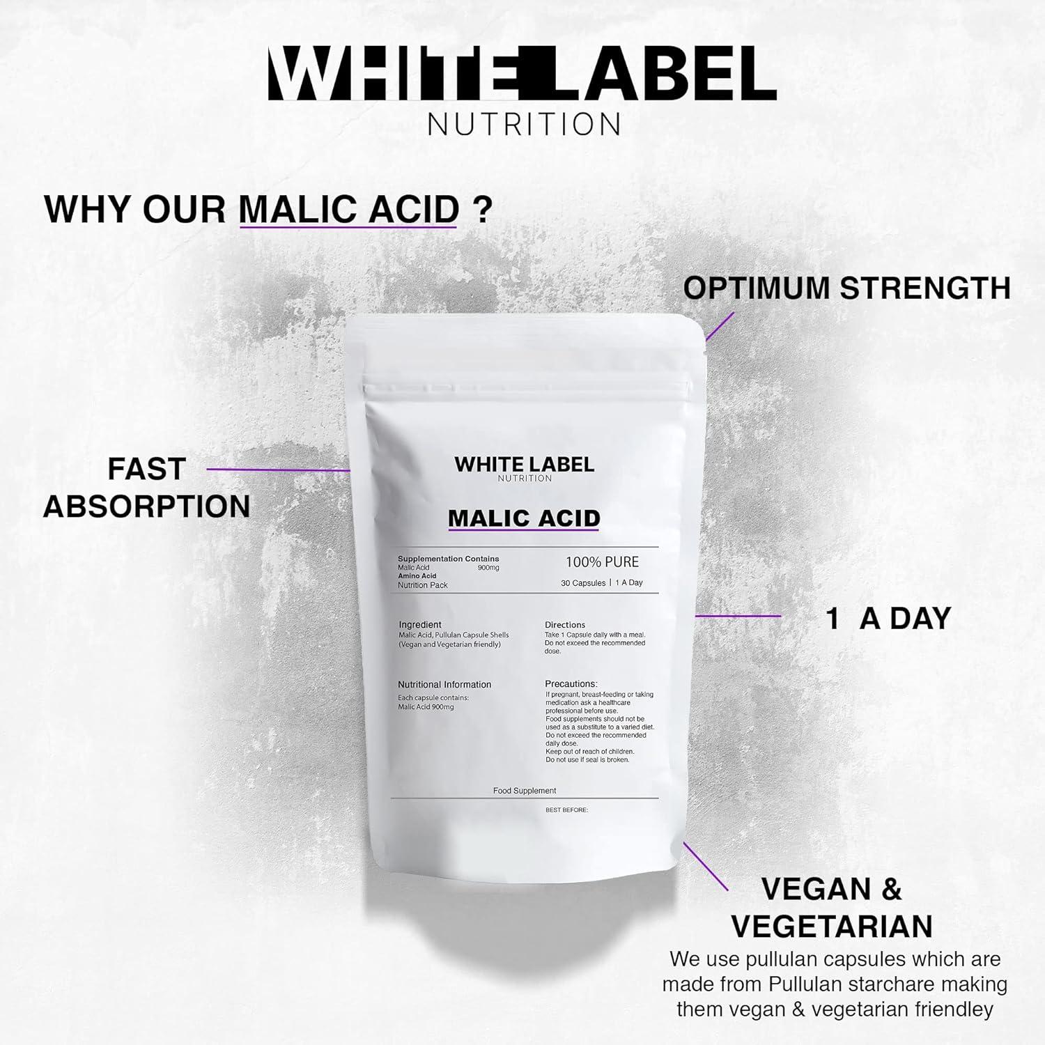 White Label Nutrition Malic Acid Supplement - High Potency | 30 ...