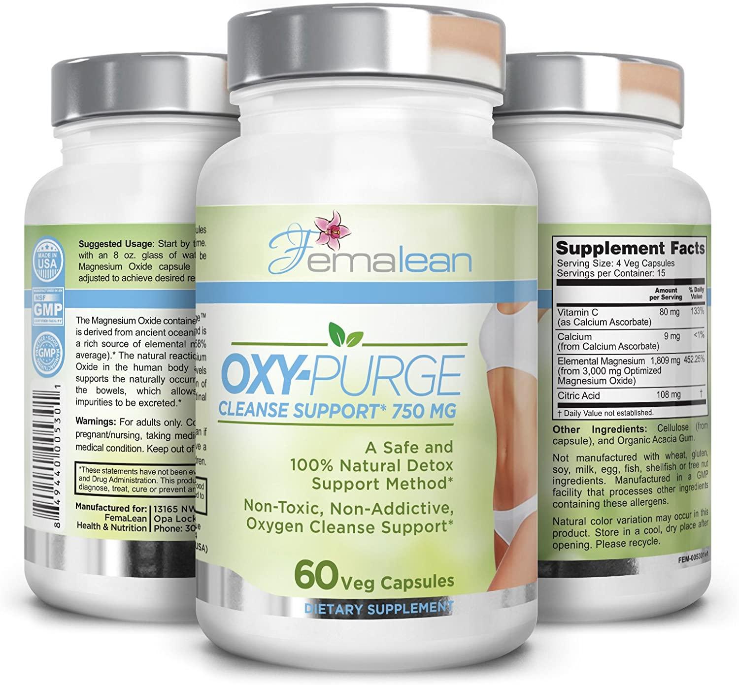 Oxy-Purge 750mg 60 Vcaps - Natural Magnesium Oxide Oxygen Colon Cleanse ...