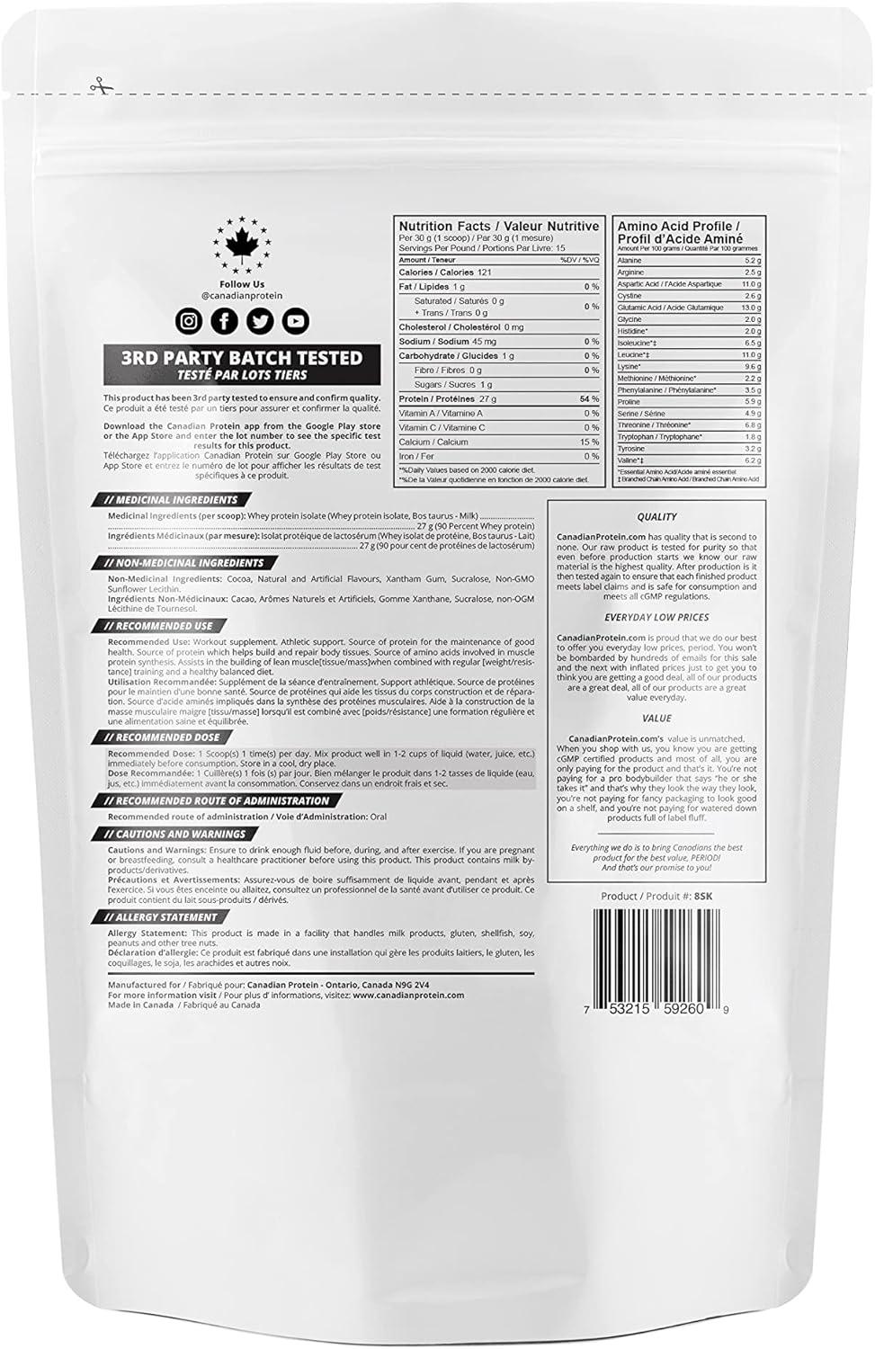 Canadian Protein 100% Whey Isolate 27g of Protein | 1 kg of Original ...