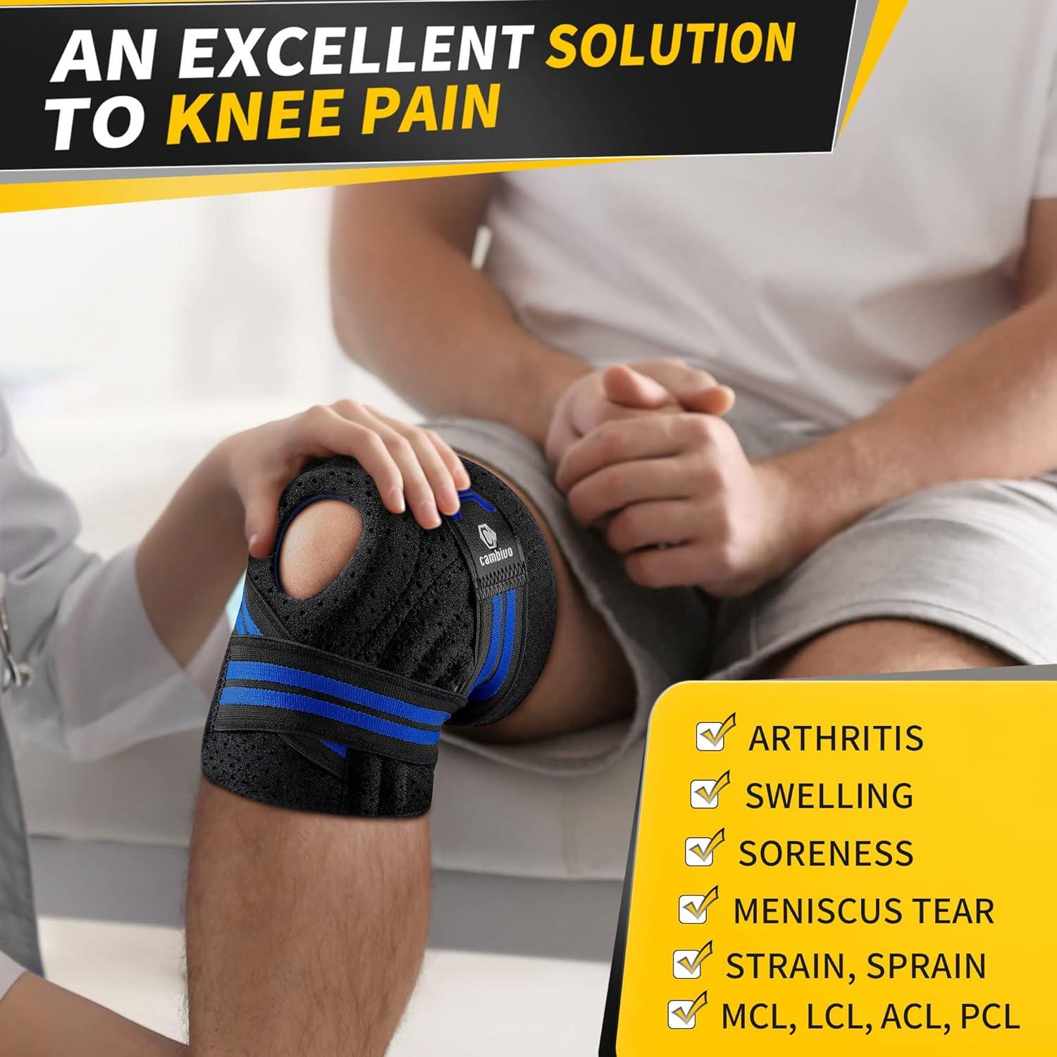 CAMBIVO Anti-Chafing Knee Brace with Side Stabilizers - Adjustable ...