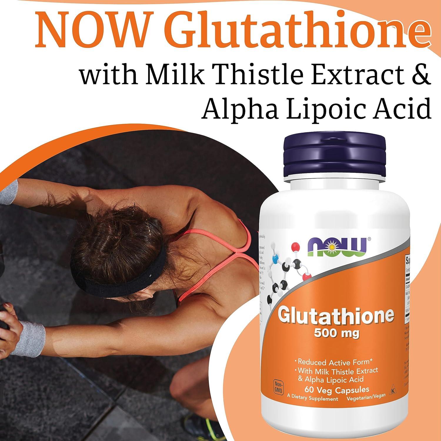 Now Foods Glutathione 500mg - 60 Vegan Capsules with ALA and Milk ...