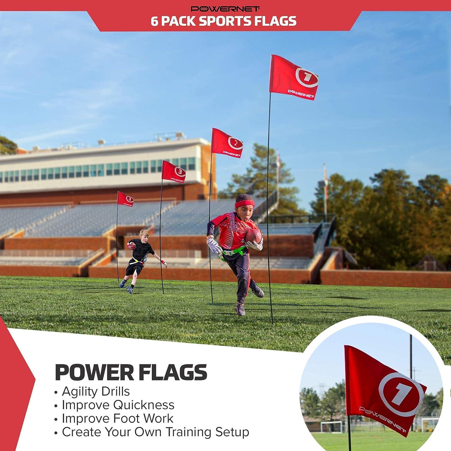 PowerNet 6 Pack Sports Flags - Red Foldable Flagstick for Golf, Soccer ...