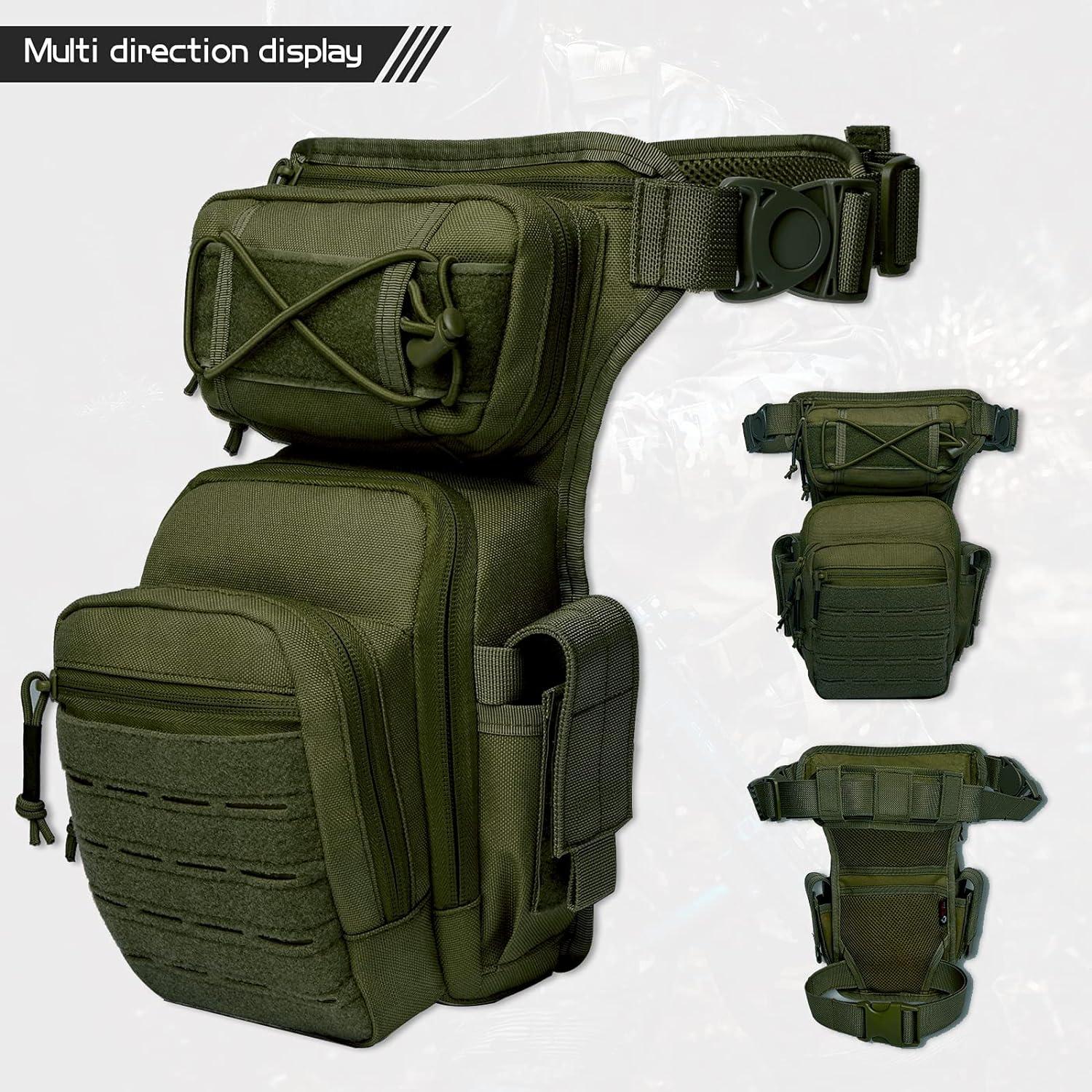 Multifunctional Green Tactical Drop Leg Bag for Outdoor Hiking - Men ...