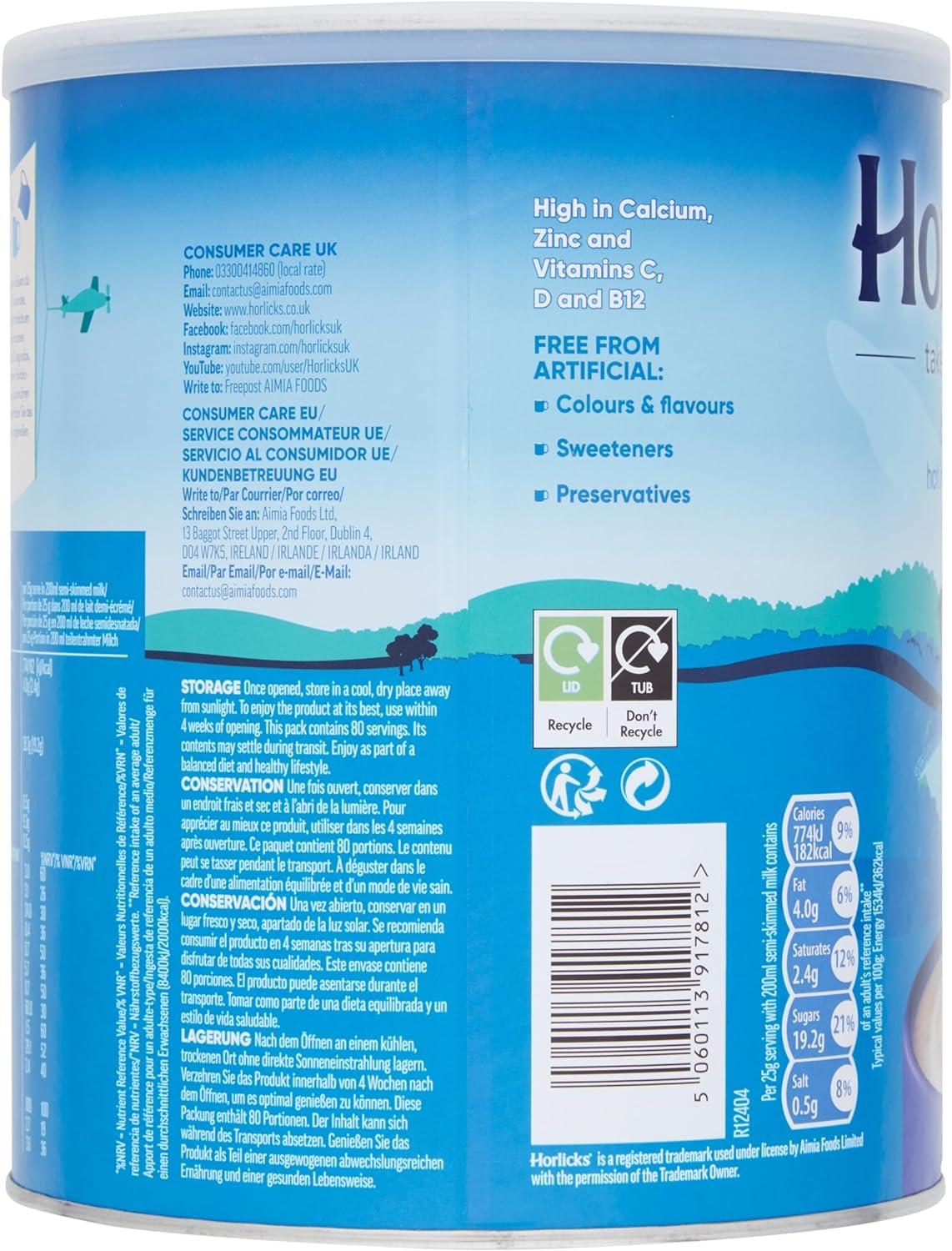 Horlicks Original Malted Milk 2kg - High in Calcium, Zinc, Vitamin C, D ...
