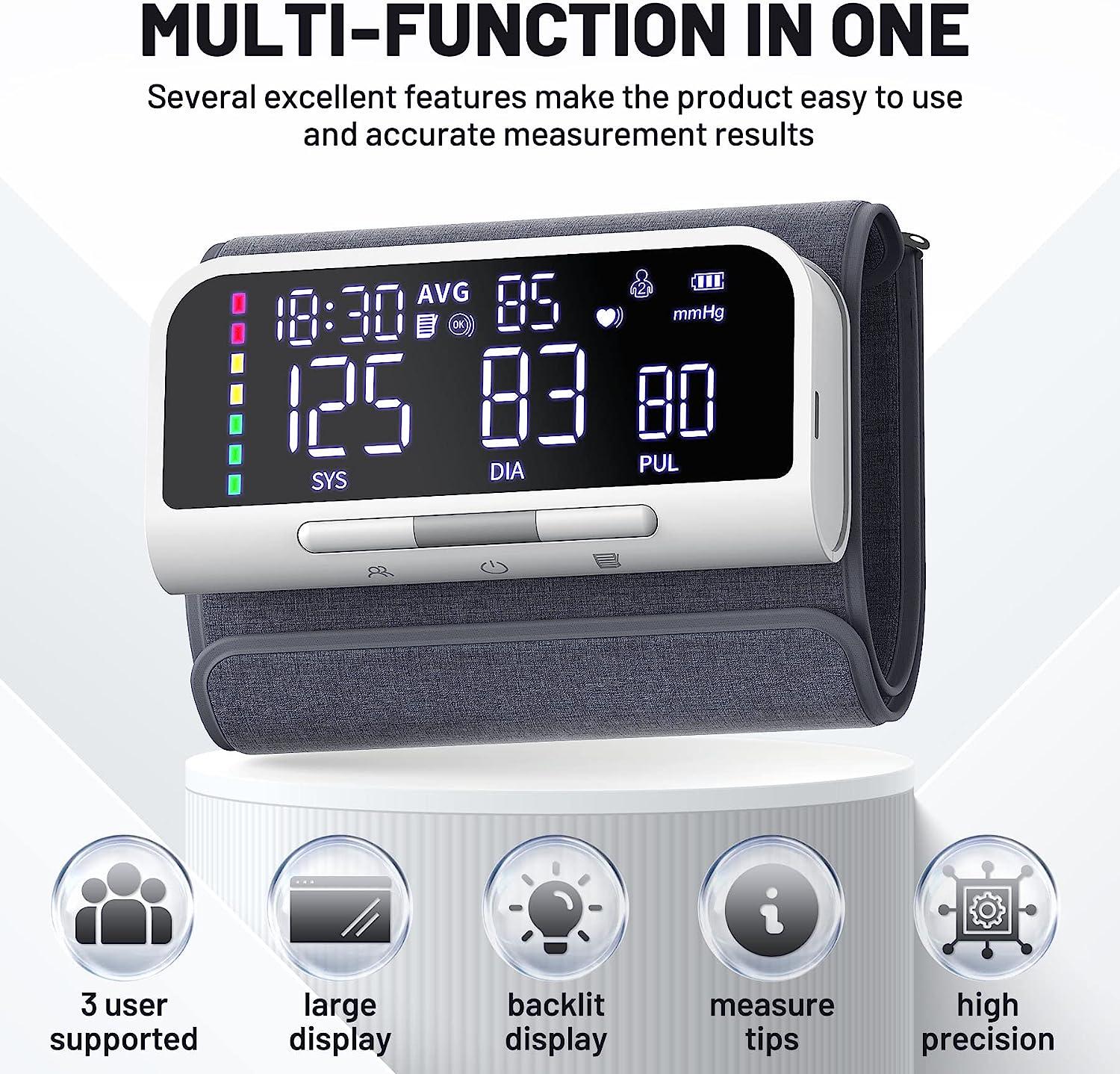 Automatic Upper Arm Blood Pressure Monitor with Large Backlit Display ...