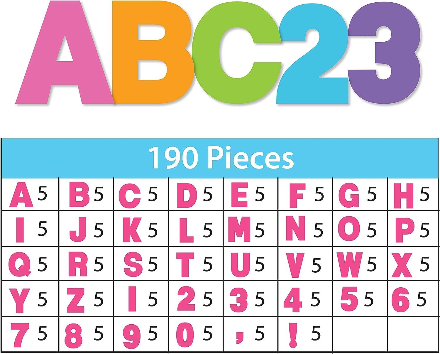 ArtSkills Jumbo 4 Paper Poster Letters and Numbers - Neon Colors - 190 Pieces - Ideal for ...