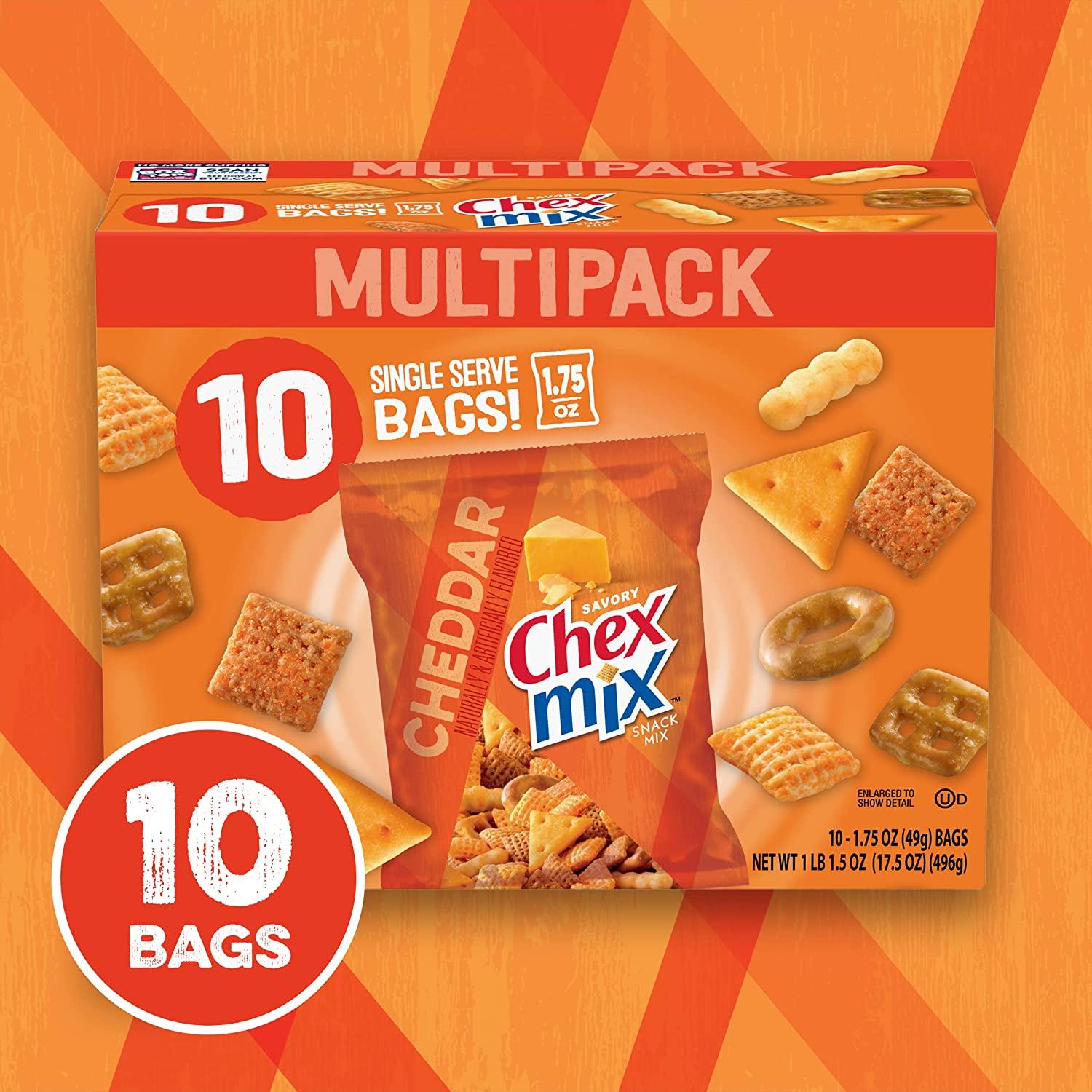 Chex Mix Snack Mix Cheddar Savory Snack Bags Multipack 1.75 oz 10 ct ...