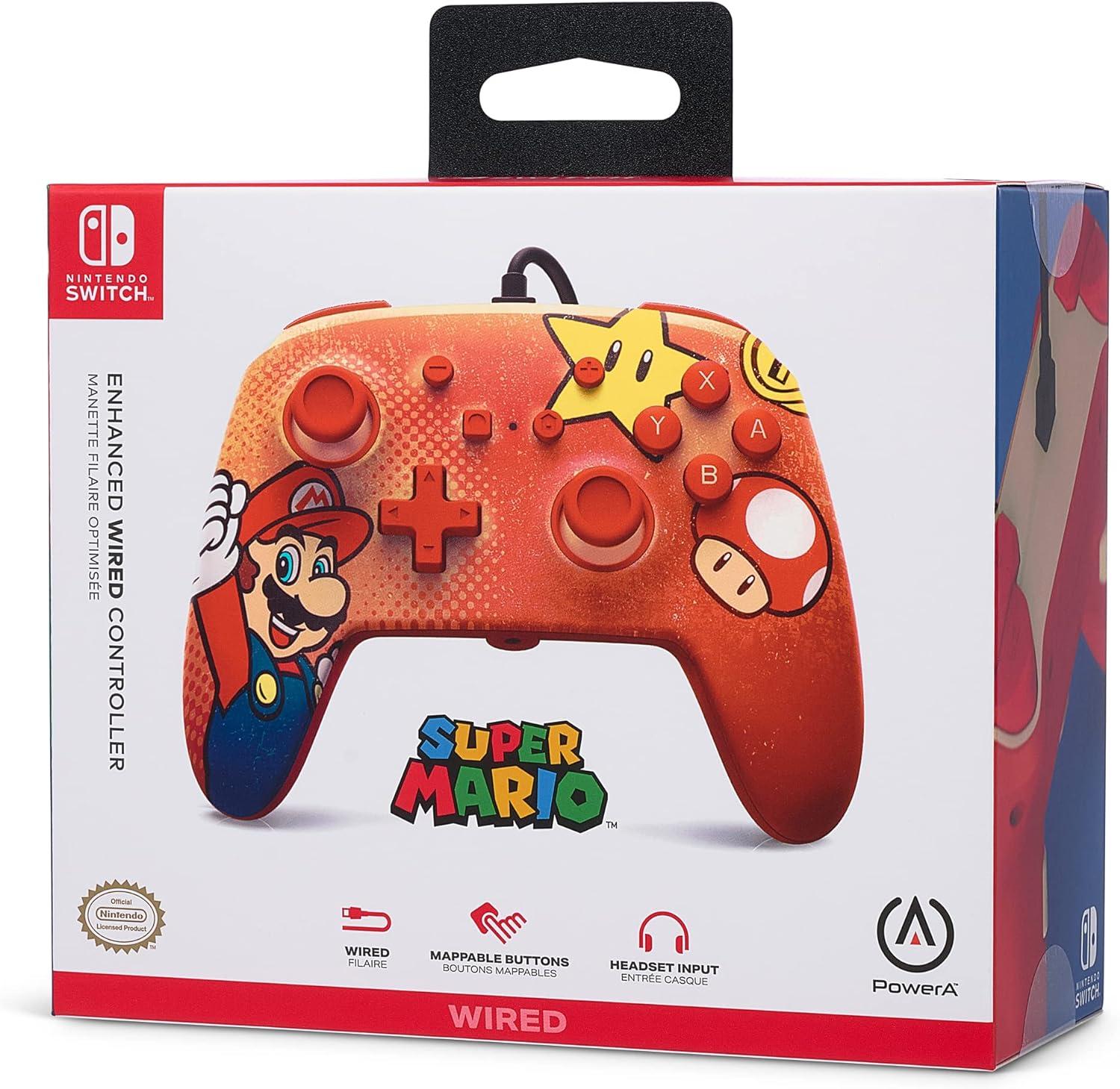 PowerA Mario Vintage Wired Controller for Nintendo Switch | Enhanced ...