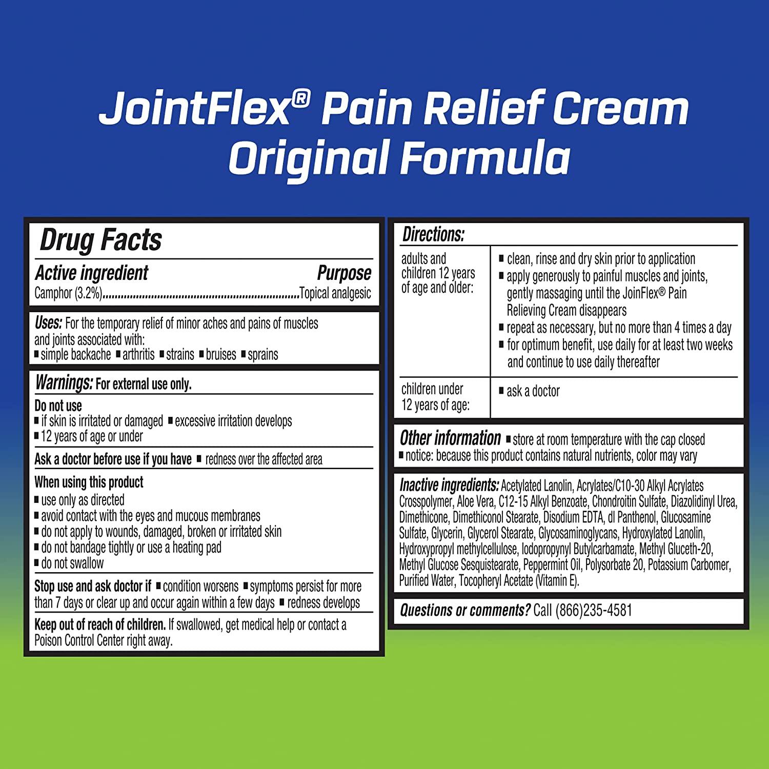 JointFlex Pain Relief Cream 4oz - Arthritis & Joint Pain Relief | Buy ...