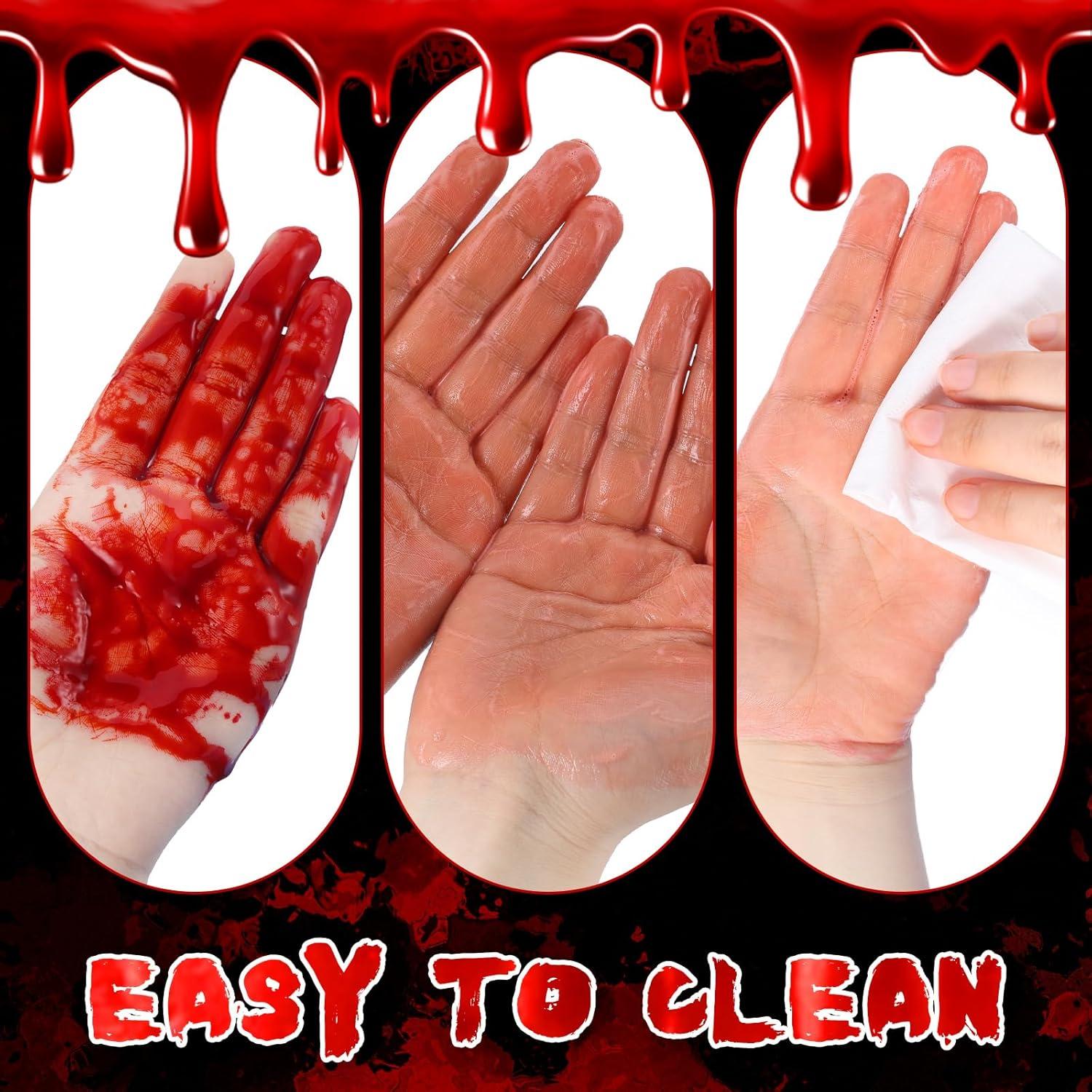 Realistic Halloween Fake Blood Makeup Kit - Washable Red Blood Spray ...