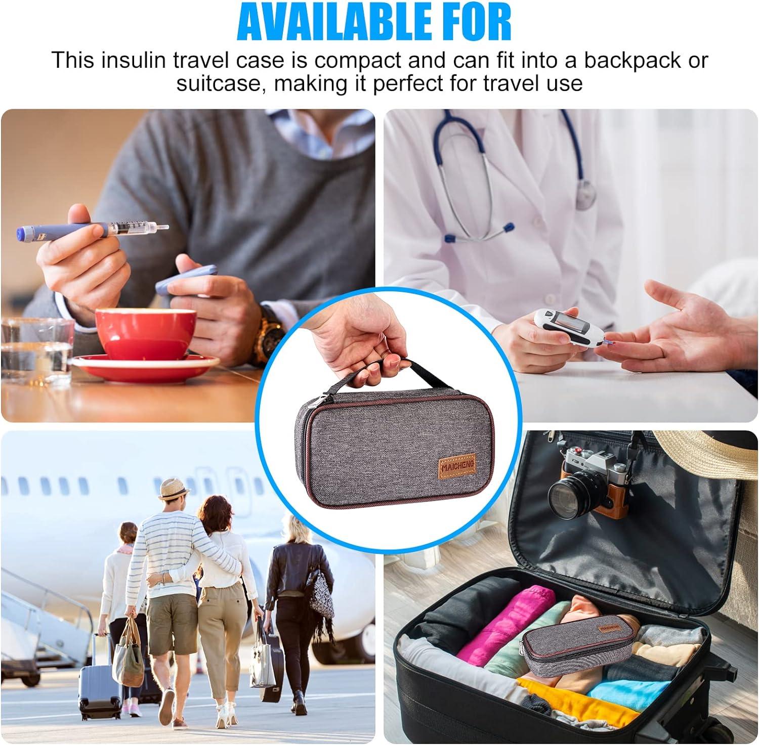 Insulin Cooler Travel Case with Ice Packs - Portable Diabetic Organizer ...