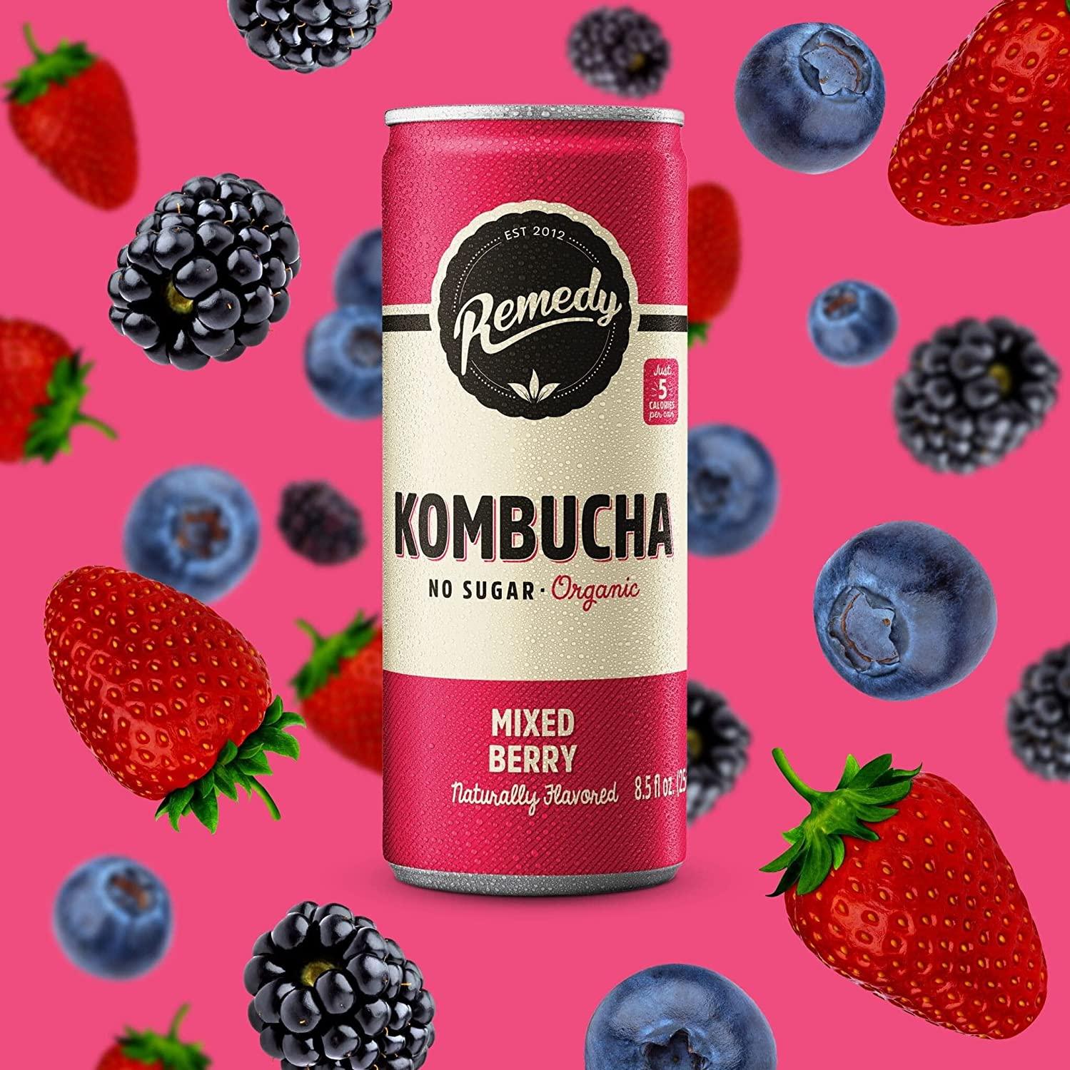 Remedy Organic Sugar-Free Keto Kombucha Tea - Mixed Berry 8.5 Fl Oz (24 ...