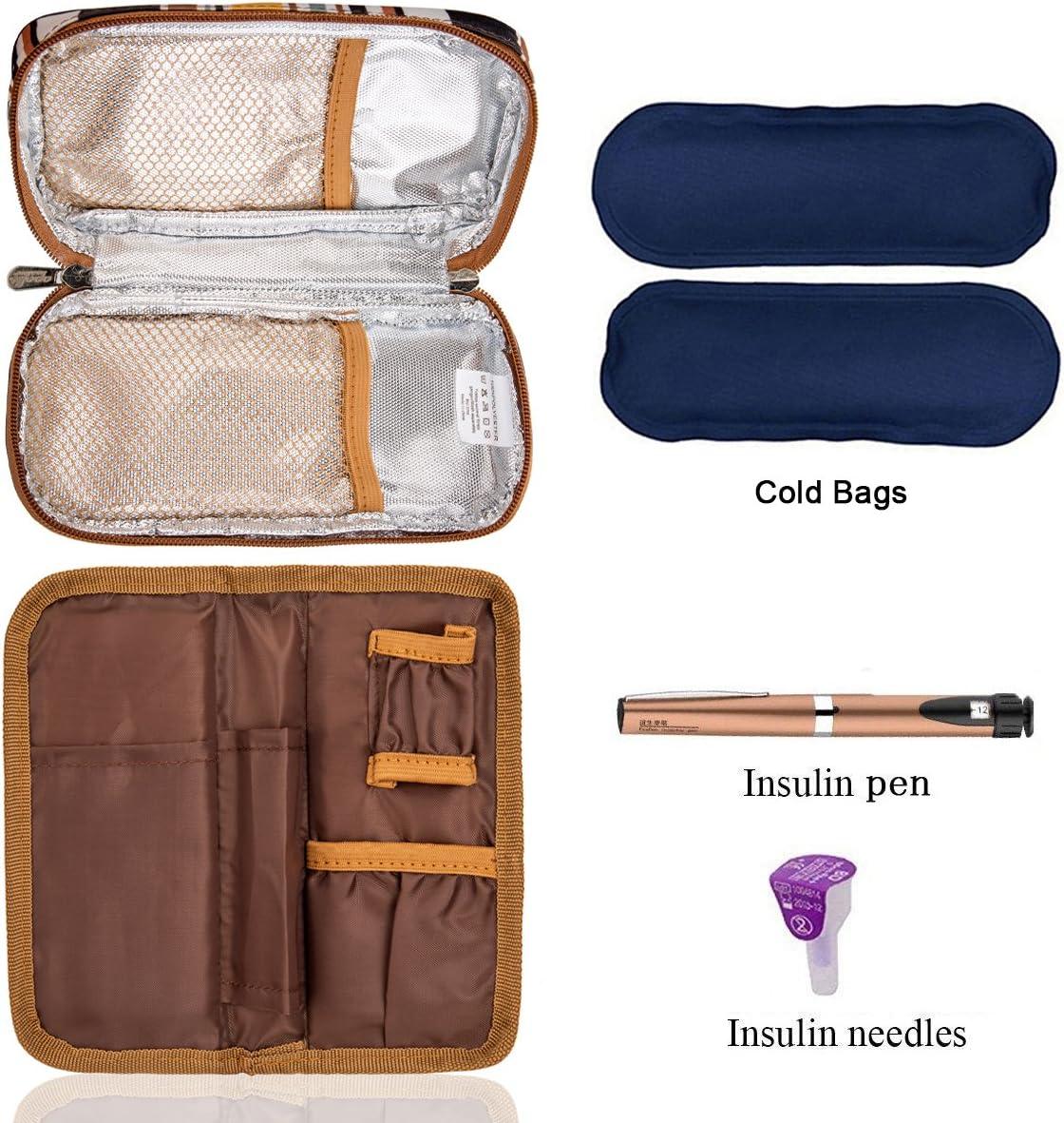 Diabetic Insulin Cooling Bag with 2 Gel Packs - Insulin Injection ...