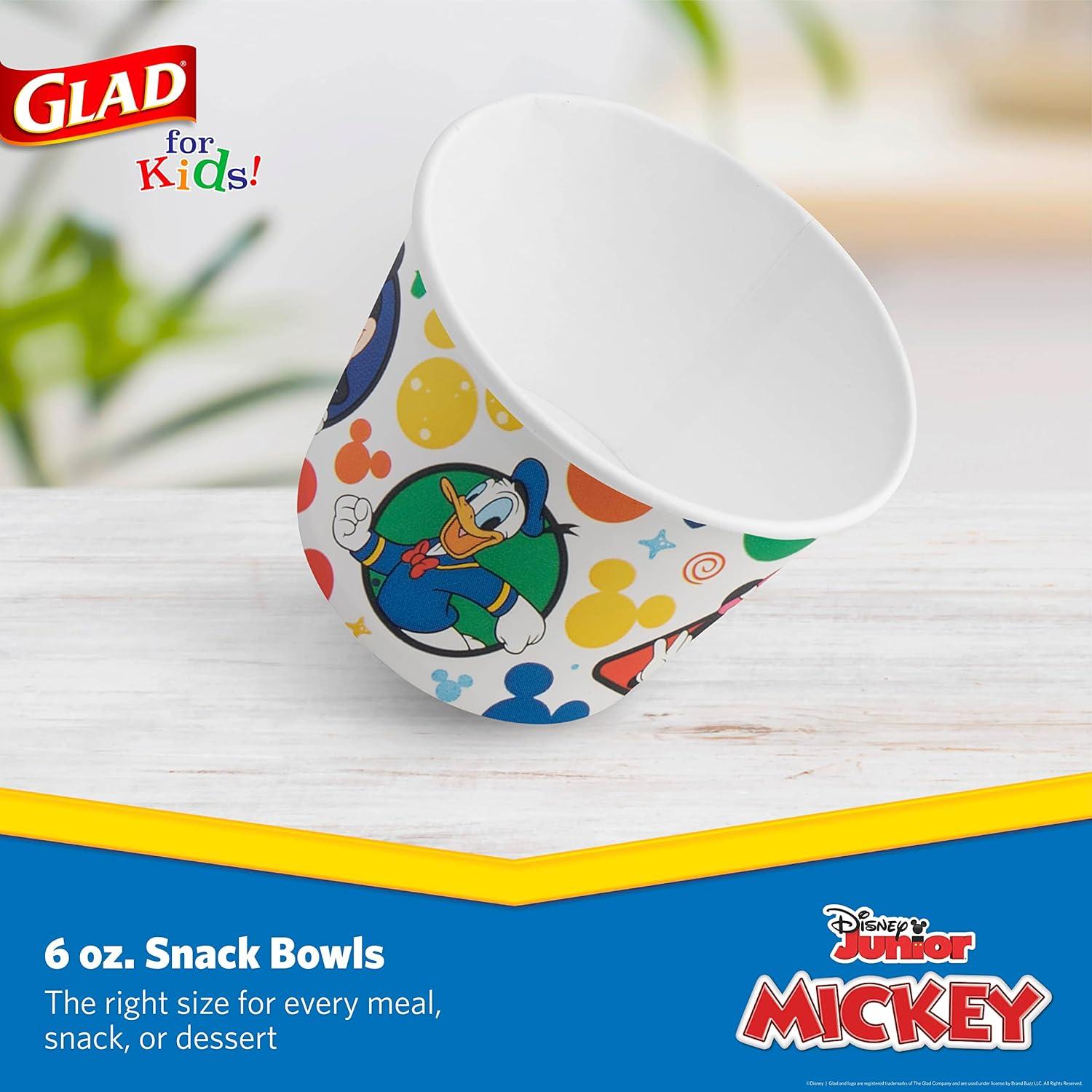 Glad for Kids Disney Mickey and Friends 6oz Paper Snack Bowls Lids Not ...