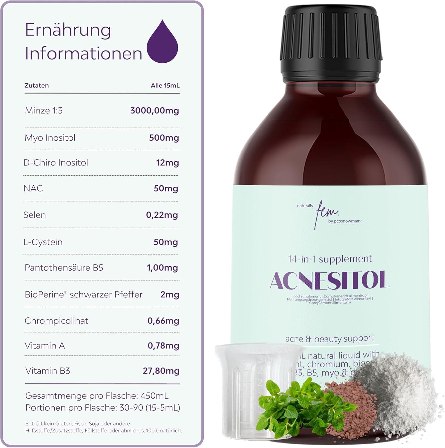 Inositol Fem Acnesitol 3000mg - Hormonal Acne Solution Female Balance ...