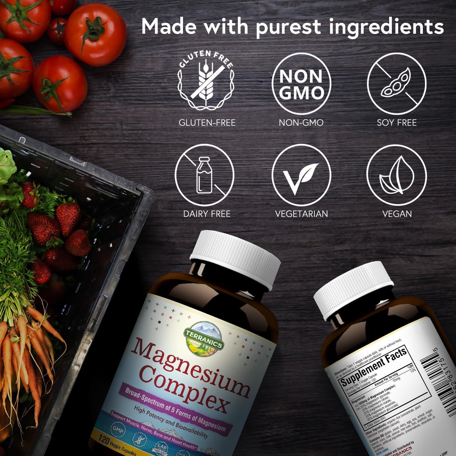 Terranics Magnesium Complex 240 Capsules - Max Absorption for Heart ...