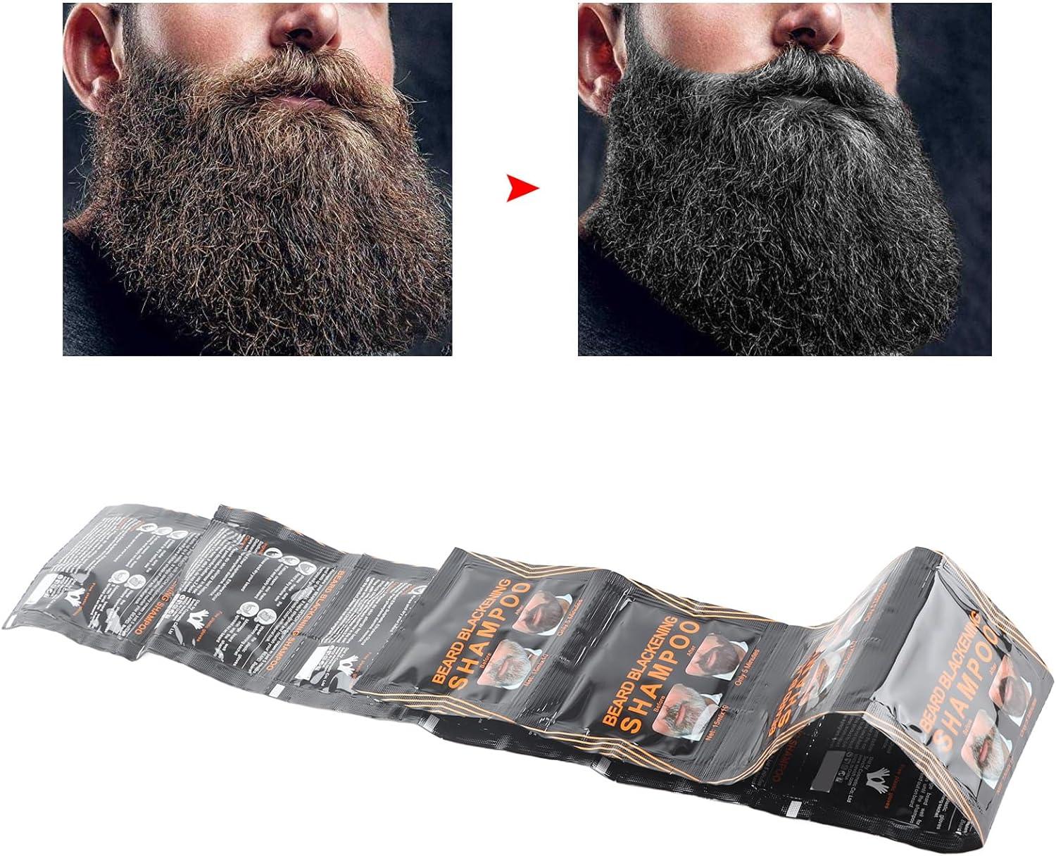Black Beard Hair & Beard Shampoo Dye - Natural Blackening Essence for ...