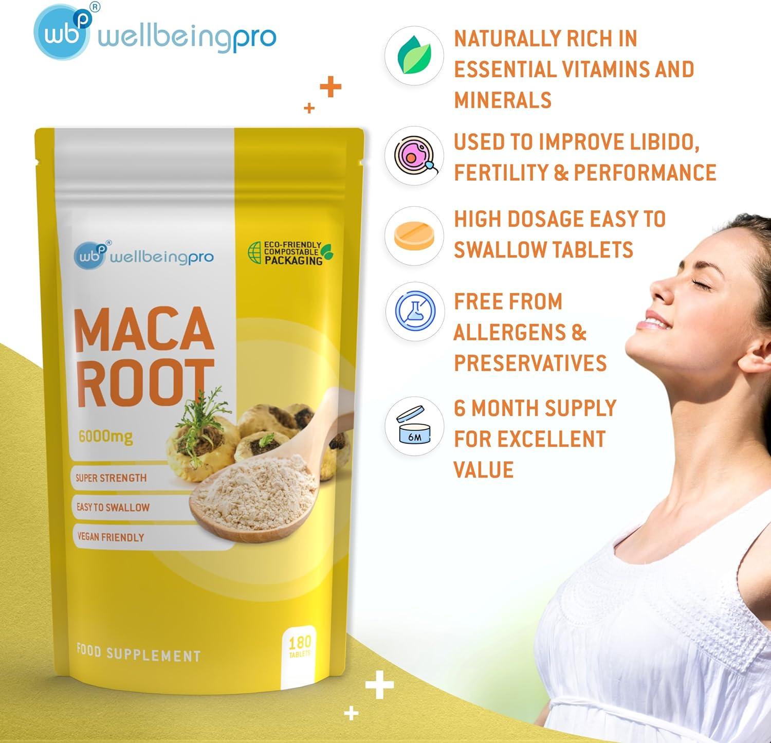 WBP Maca Root 6000mg Tablets (6 Month Supply) - Super Strength Unisex ...