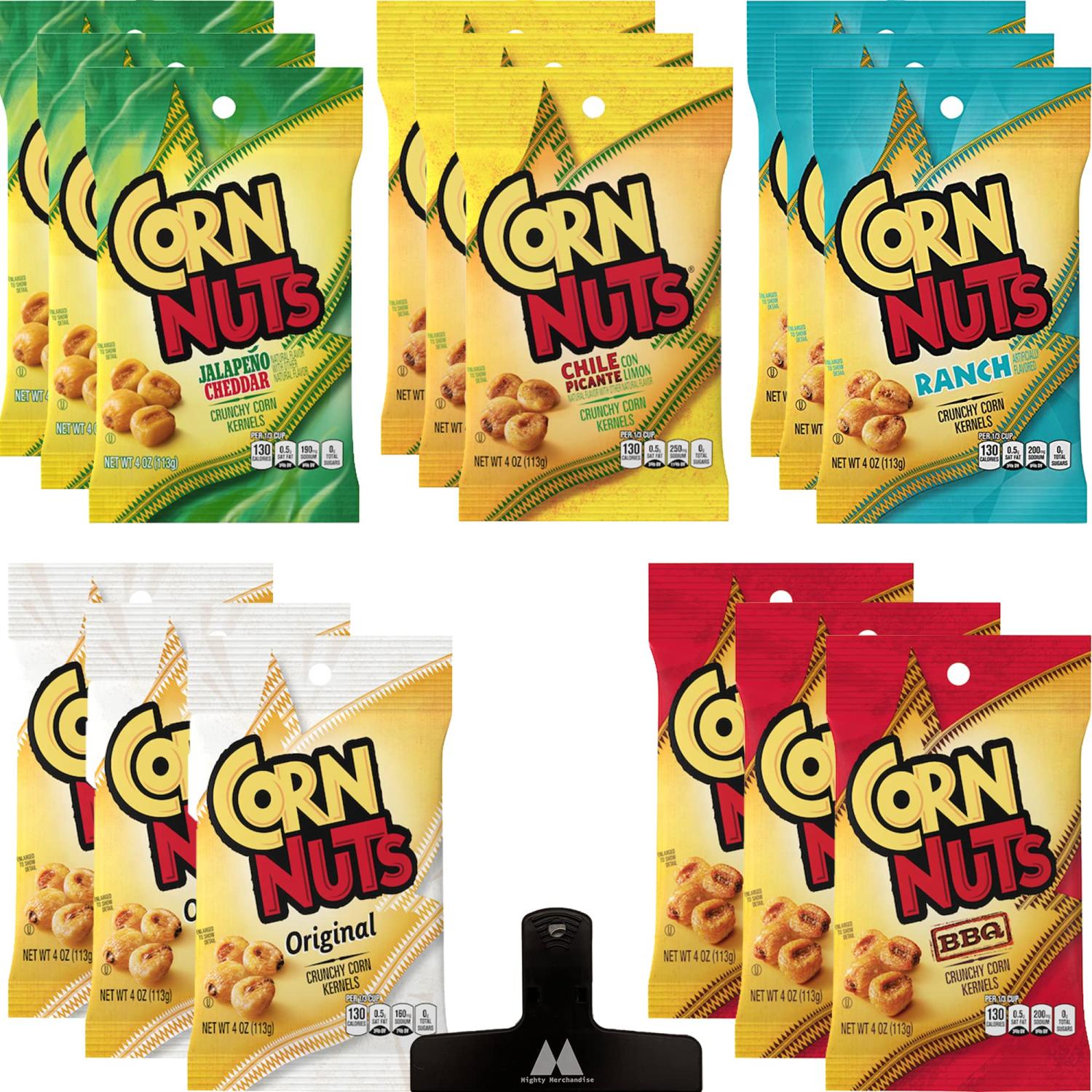 Corn Nuts Variety Pack - 15 Pack - 4oz Each - Jalapeno Cheddar, Chile ...