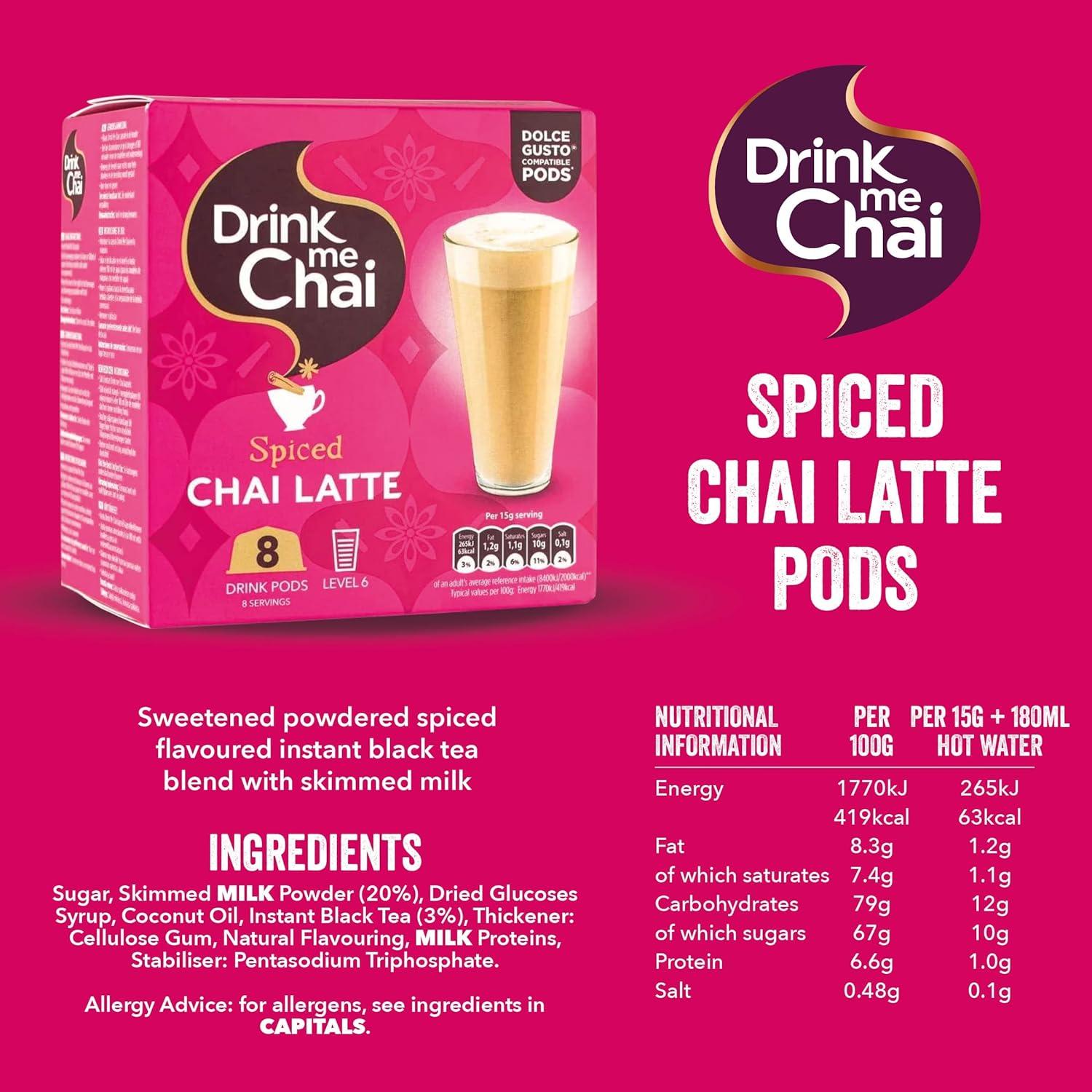 Drink Me Chai Spiced Chai Latte Dolce Gusto Compatible Pods - 40 Pods ...