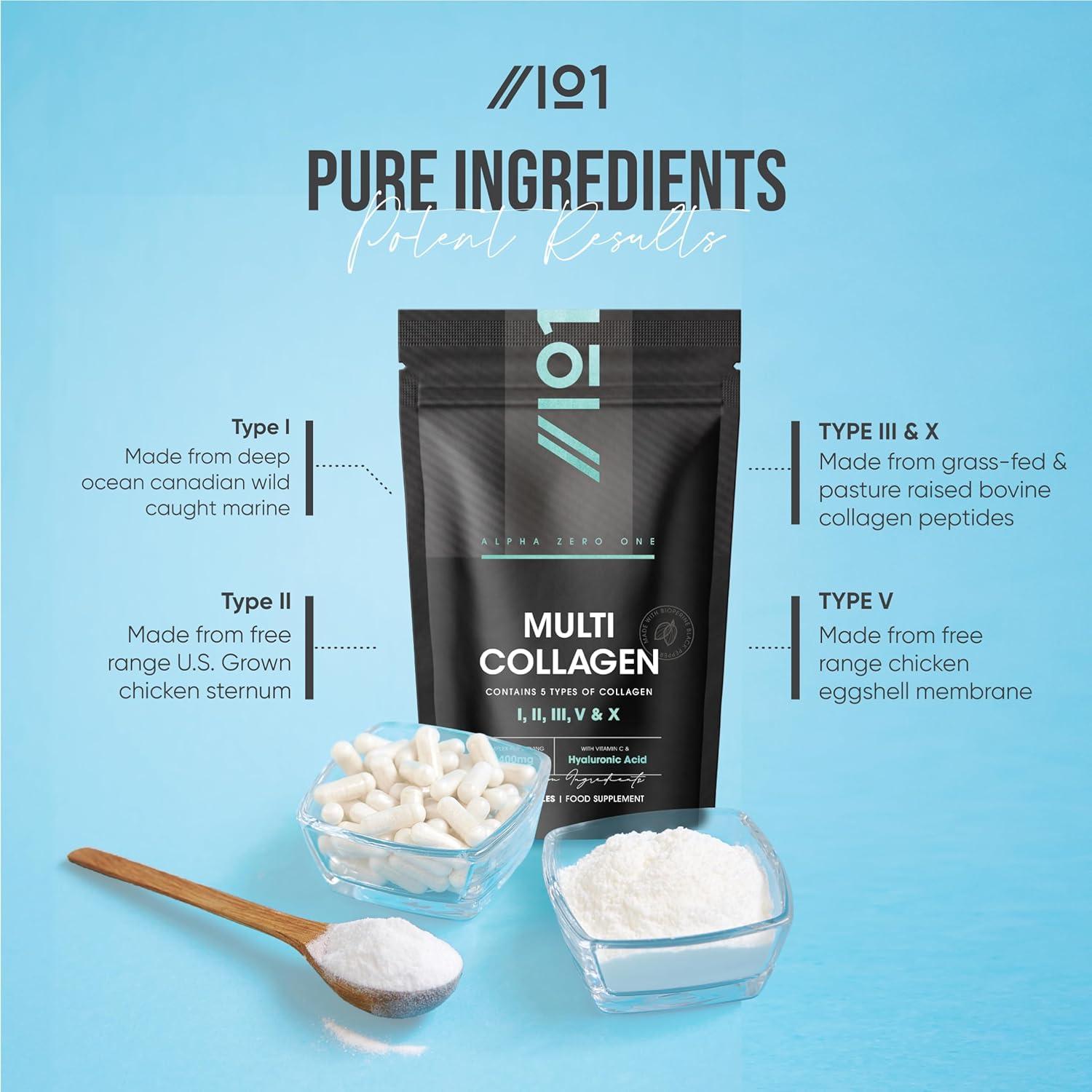 Multi Collagen Capsules - 240 Capsules - Types I II III V & X - Wild ...