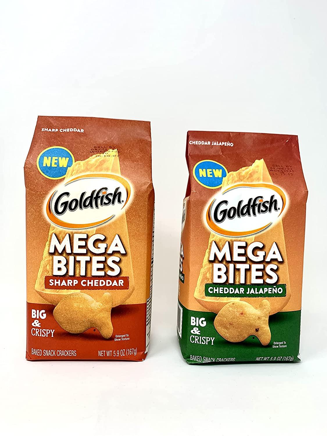 Goldfish Mega Bites Bundle - Cheddar Jalapeno & Sharp Cheddar Flavor ...