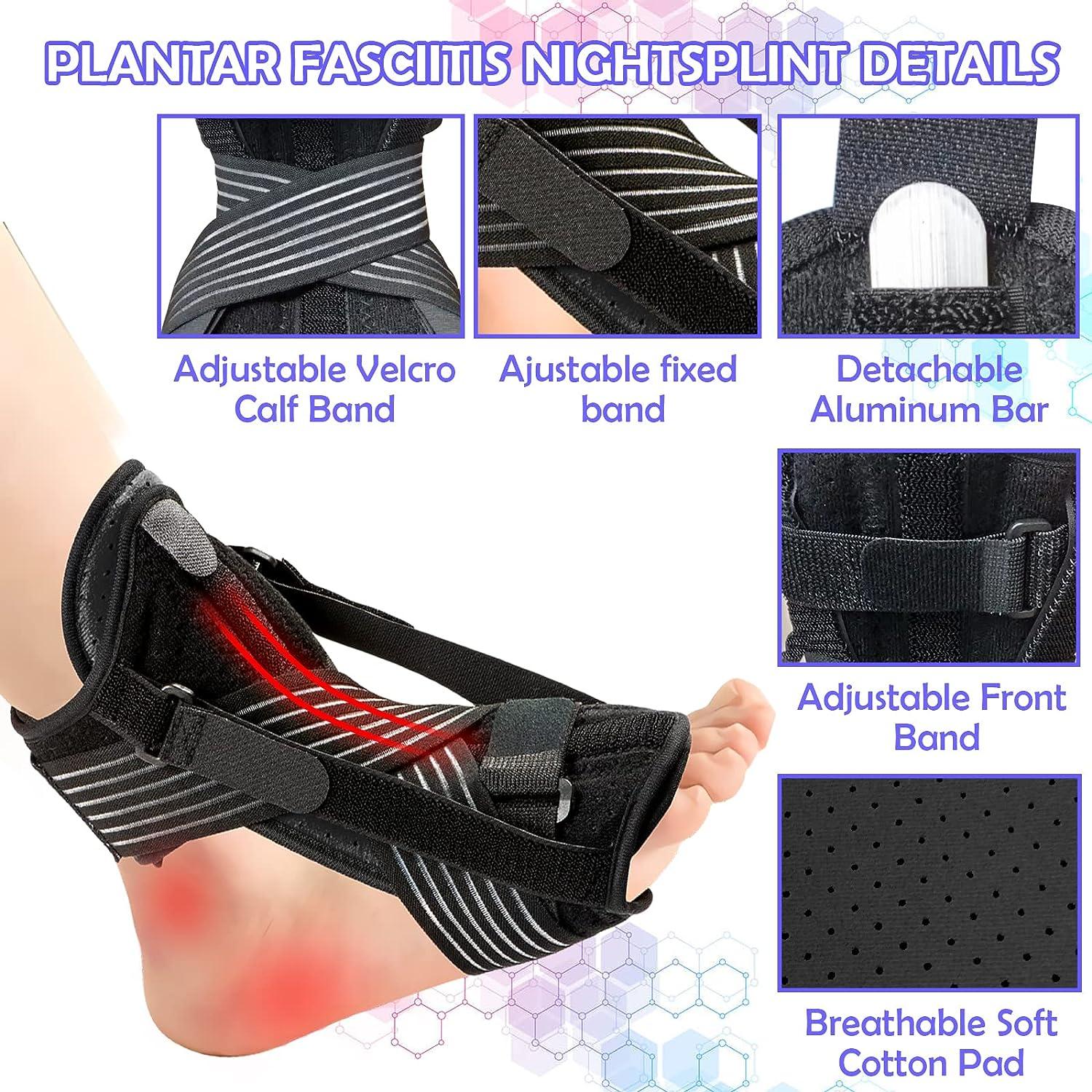 2 Pack Plantar Fasciitis Night Splint Brace with Memory Foam Pad for Men & Women - Relief from ...