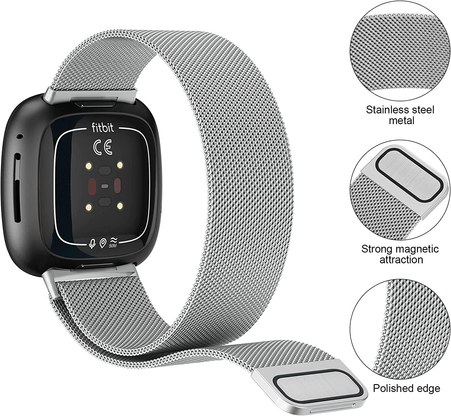 Tobfit Metal Bands for Fitbit Versa 3/Sense with 2 x TPU Screen ...