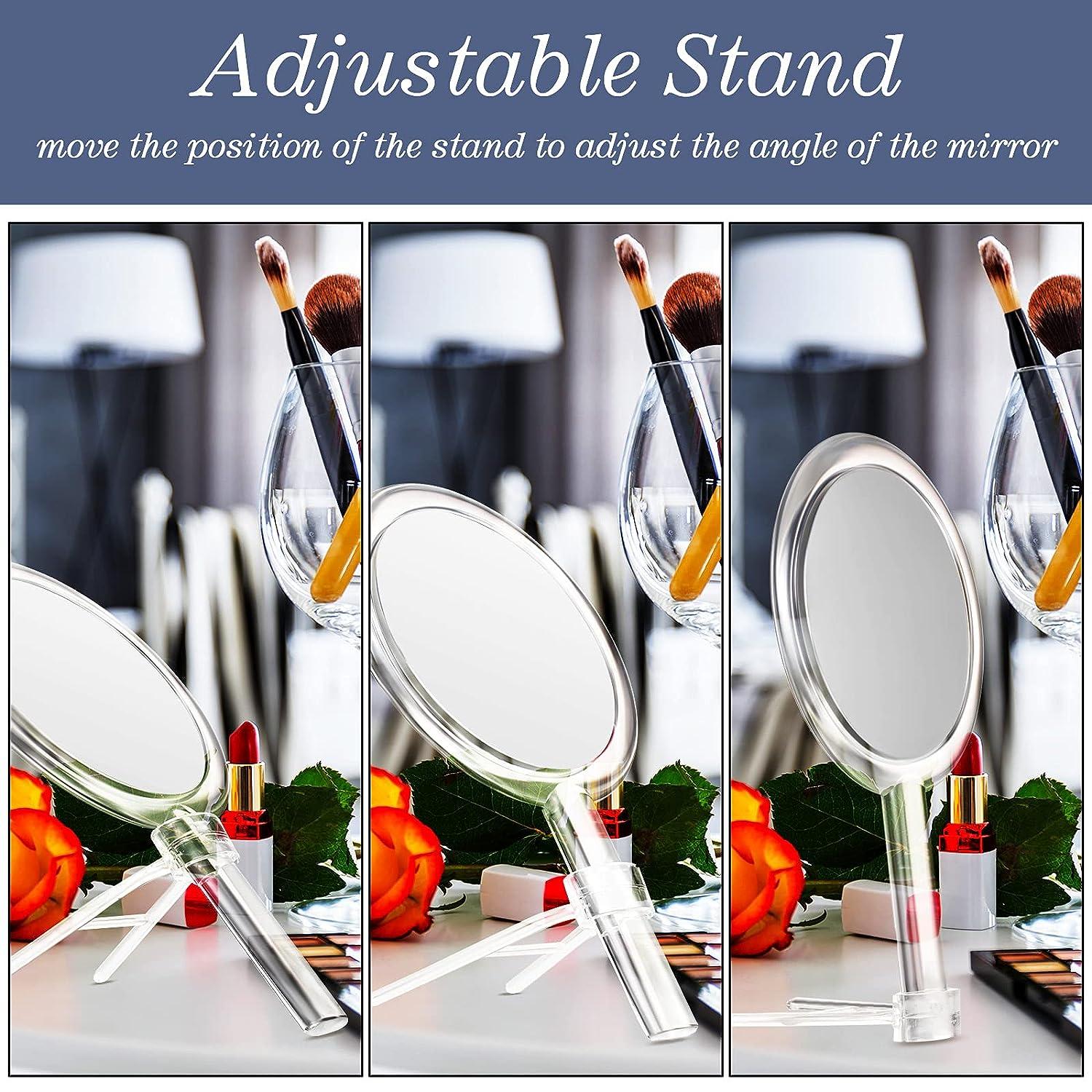 Queekay Double-Sided Handheld Mirror with Stand - 1X/10X Magnification ...